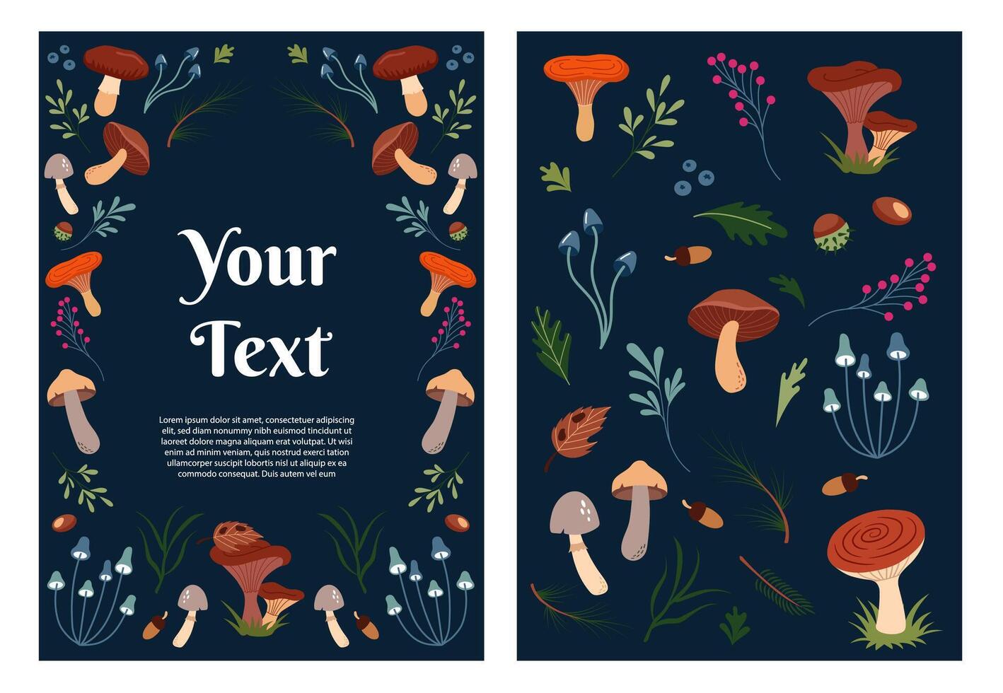 Beautiful frame for text and background with illustrations on forest ...