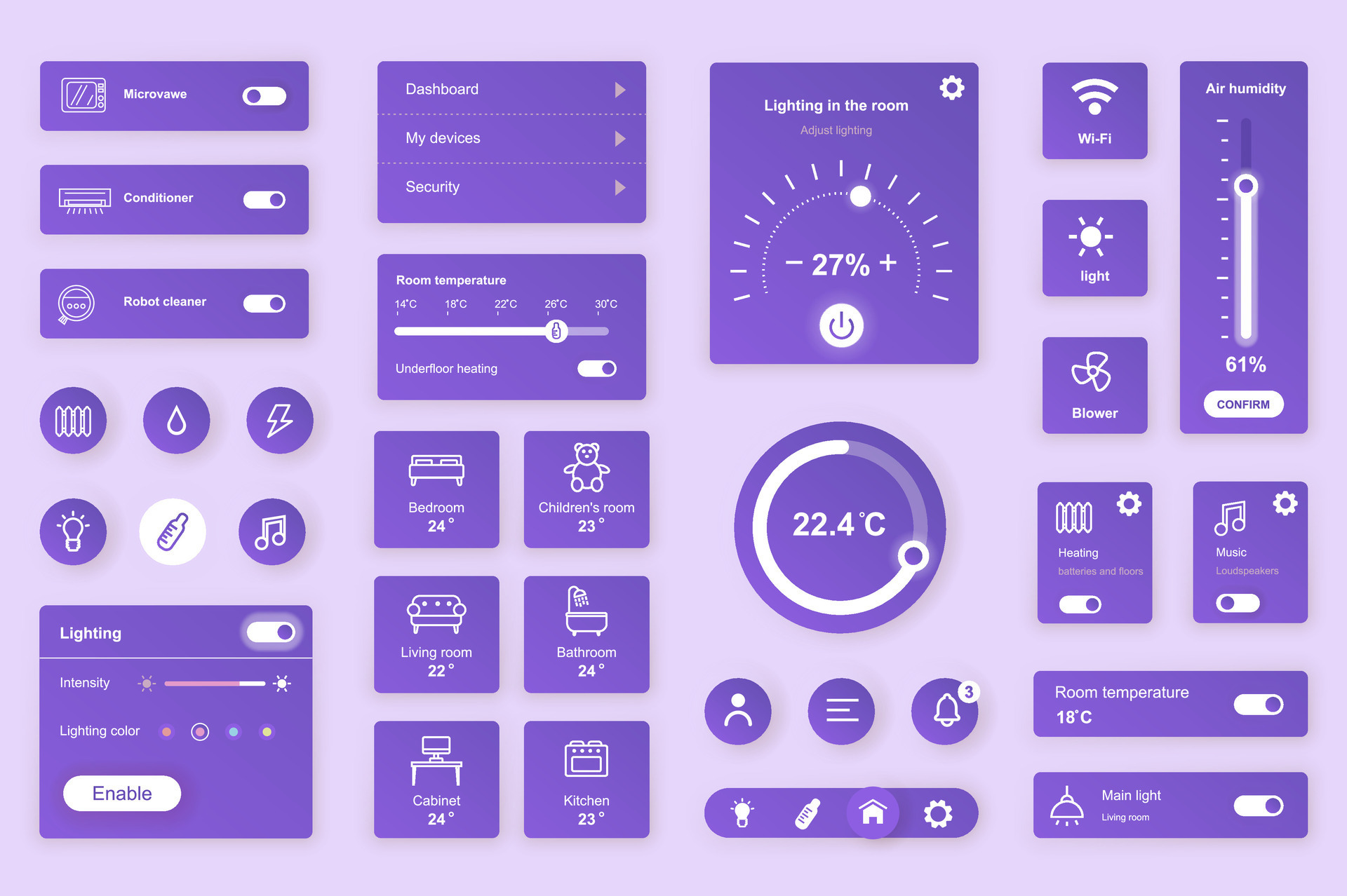 User Interface Elements Set For Smart Home Mobile App Or Web Kit