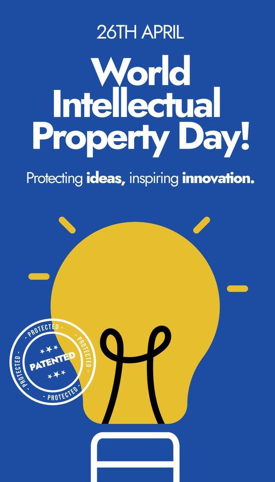 World Intellectual Property day. 26th April World IP day celebration story banner with light ...