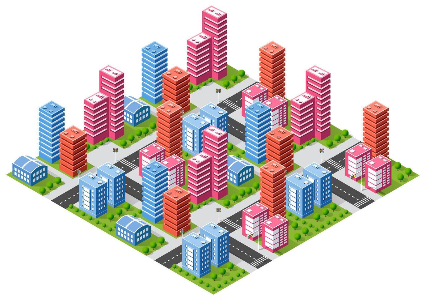 Isométrica Urbano Megalópolis Parte Superior Ver De El Ciudad