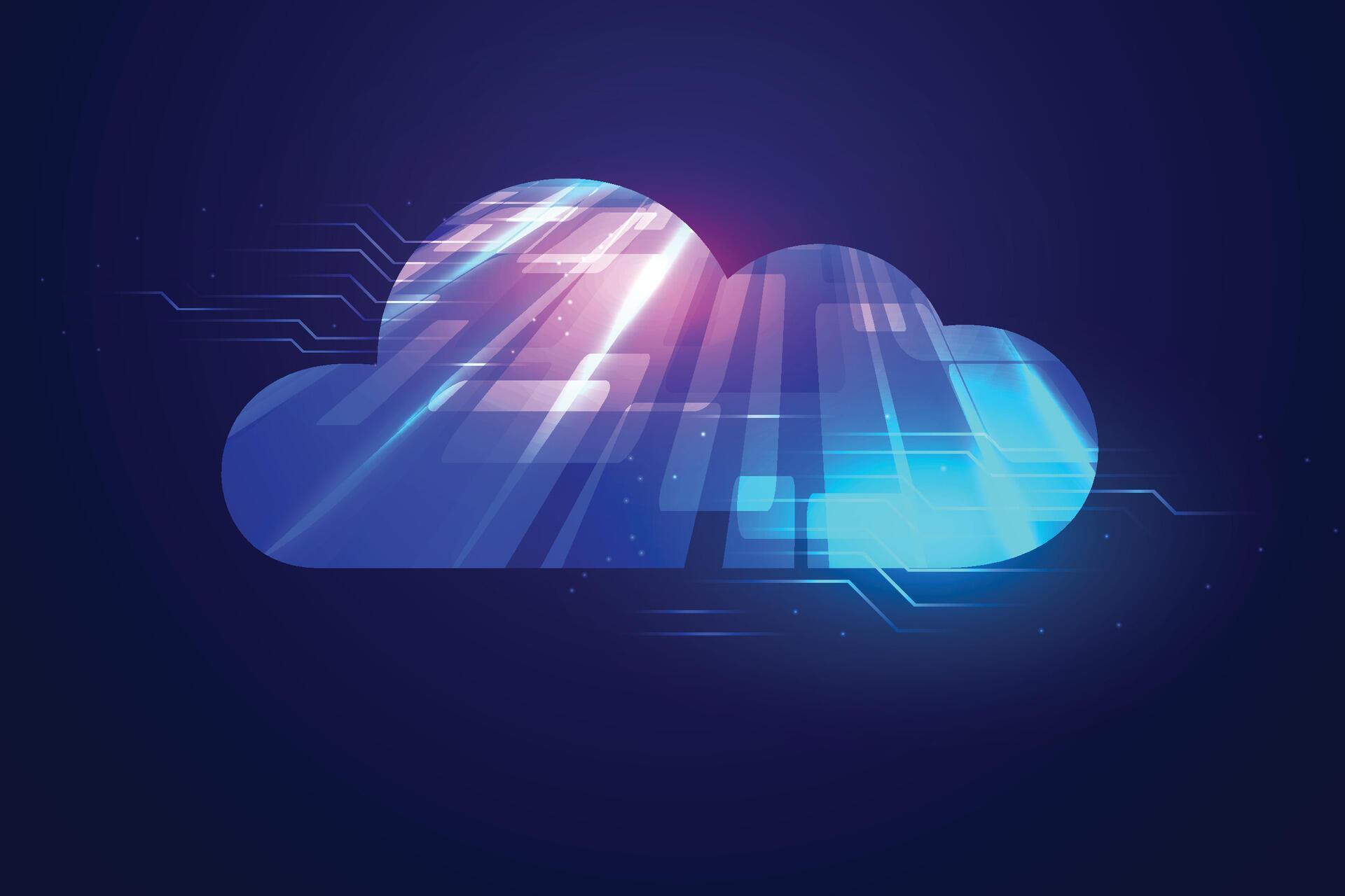 Cloud computing, Cyber technology background, internet data storage, database and mobile server ...