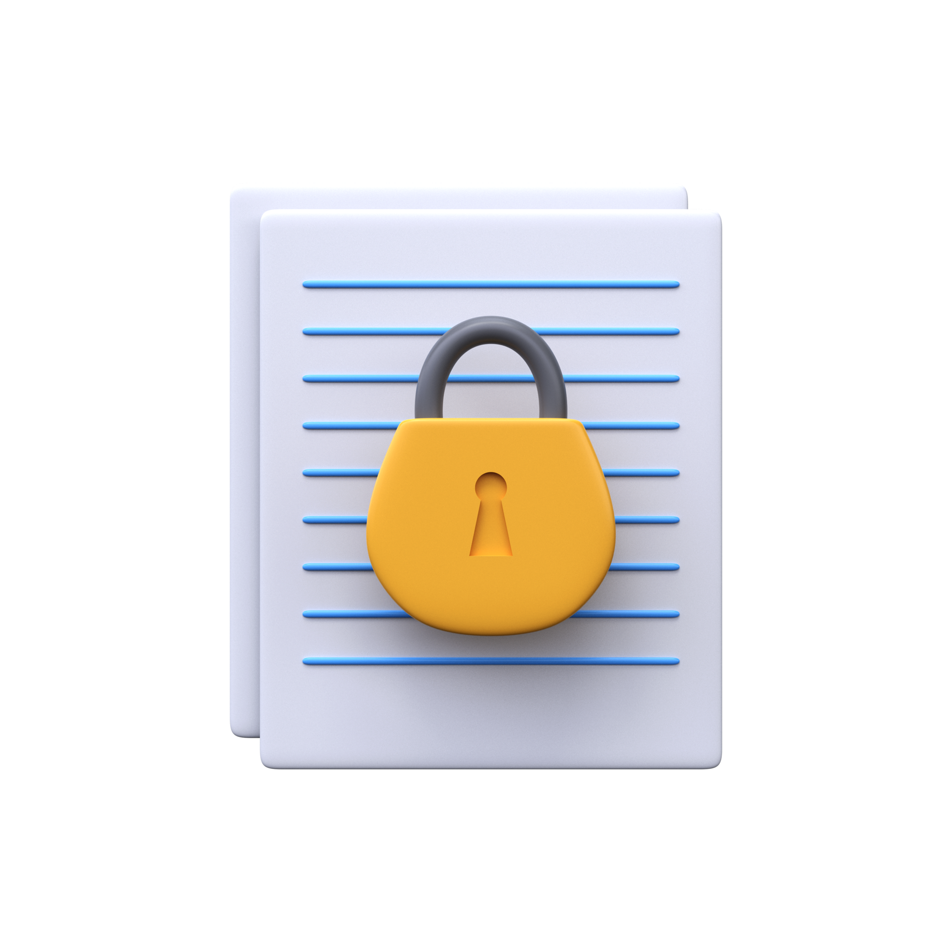 Confidential And Secure Text Document 3d Render Documents With Lock 42712338 Png
