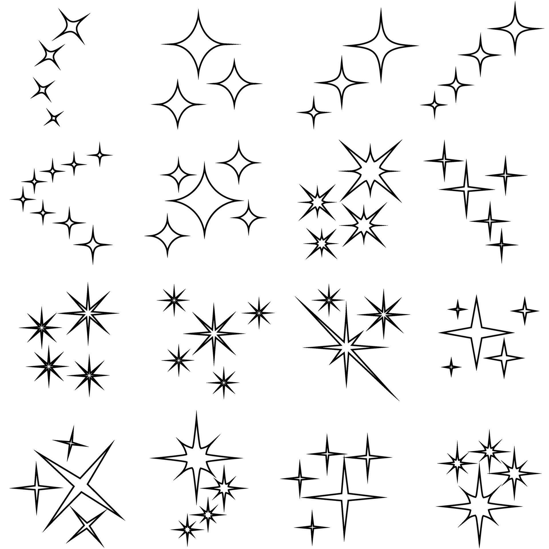 Star icon set. Twinkling star illustration sign collection. Sparkles symbol. Shining burst logo ...