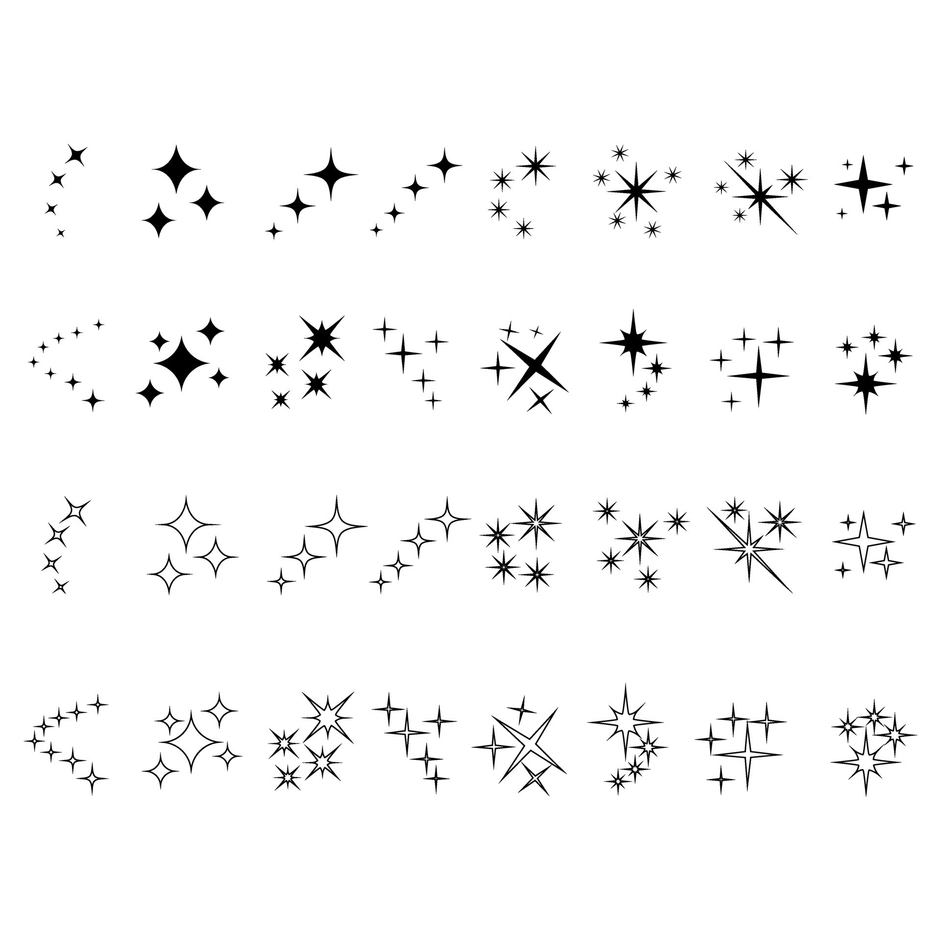 Star icon set. Twinkling star illustration sign collection. Sparkles symbol. Shining burst logo ...