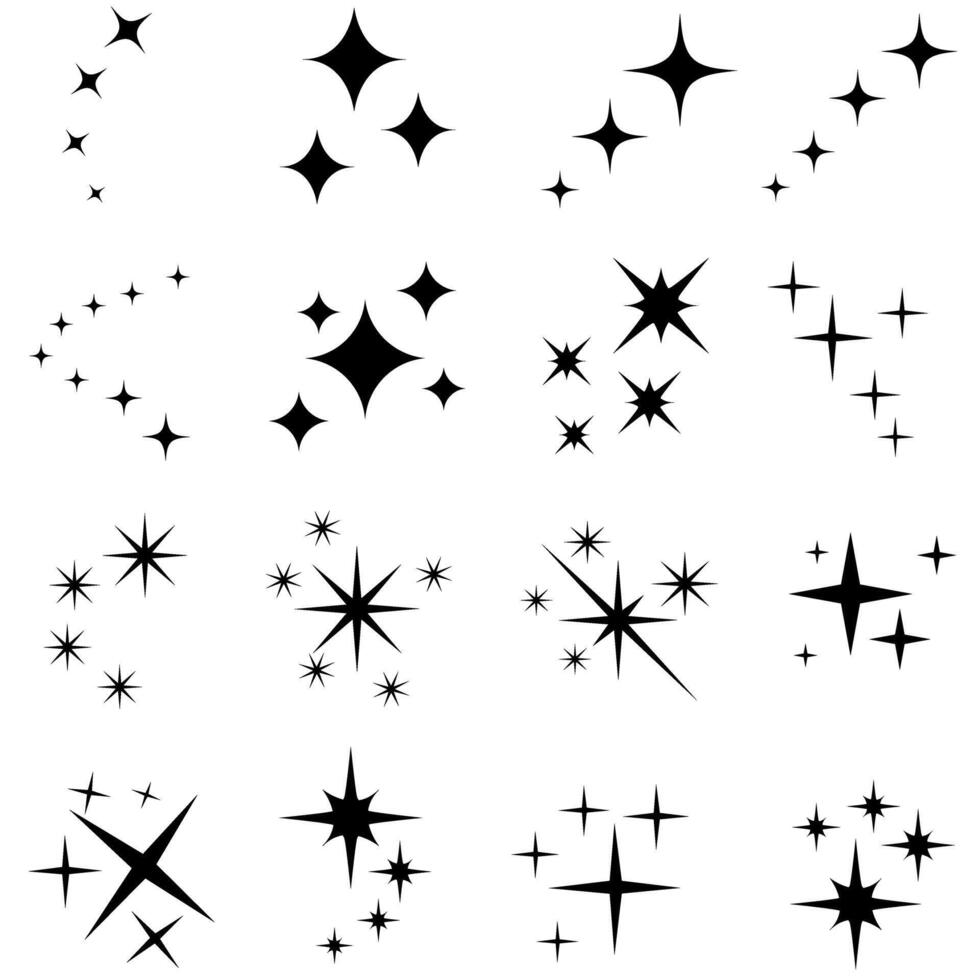 Star icon set. Twinkling star illustration sign collection. Sparkles symbol. Shining burst logo ...