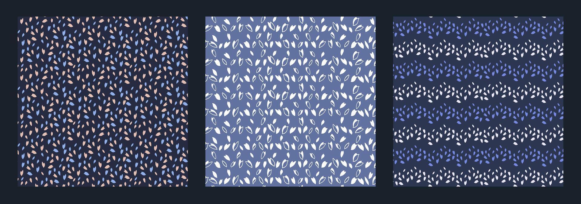 Set of abstract square patterns with shapes polka dots, drops, rhombus ...