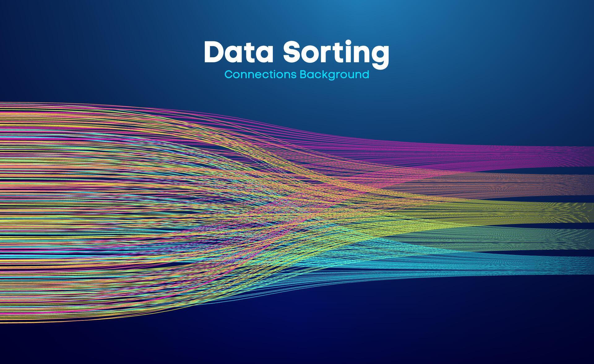 Data sorting colorful lines background. Data flow technology ...