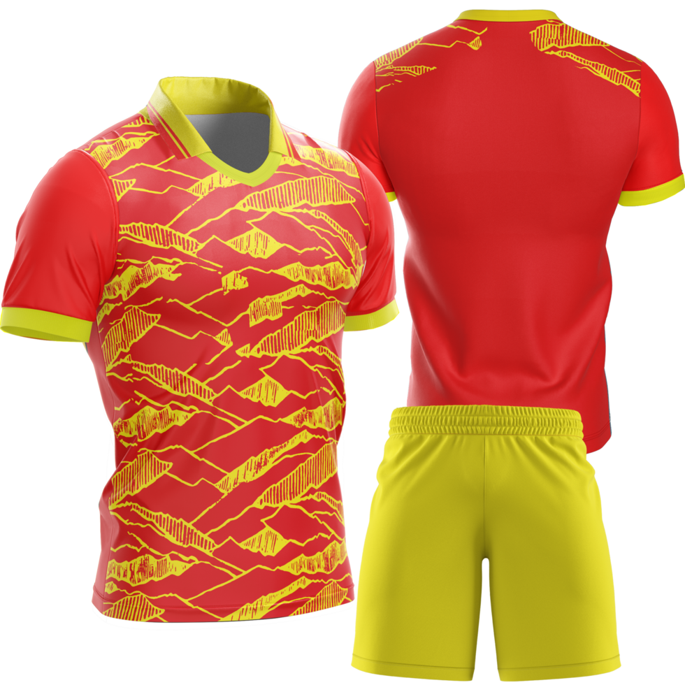 A Red And Yellow Soccer Uniform With Yellow Shorts 42723141 Png