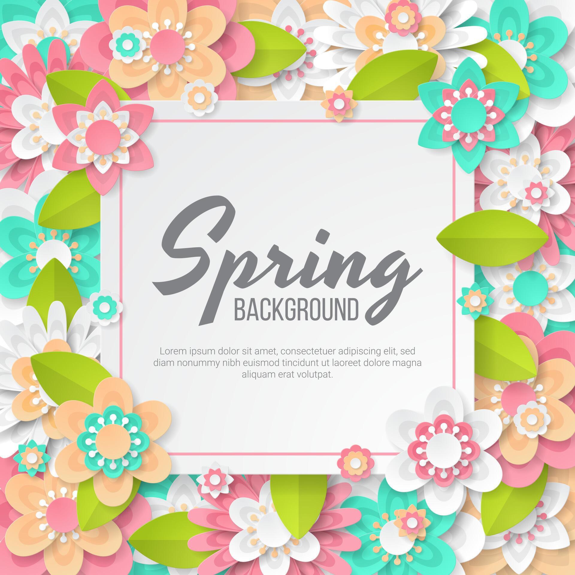 Spring Background template with beautiful colorful flowers. 42724760 ...