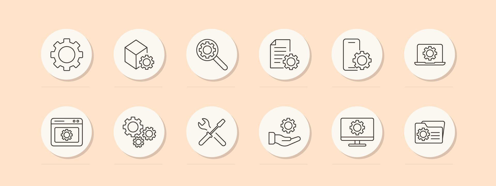 Setting icon set. Gear, website, tuning, hand, proposal, mechanism ...