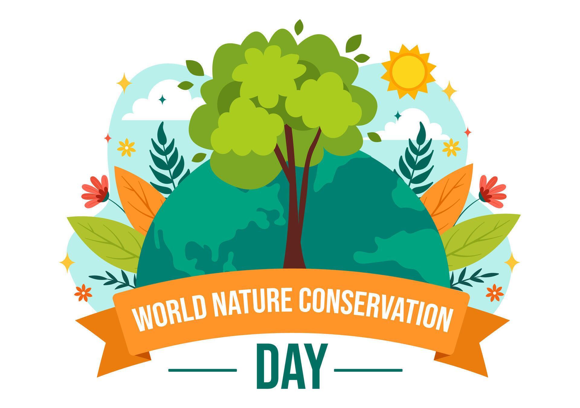 World Nature Conservation Day Illustration With World Map Tree And Eco