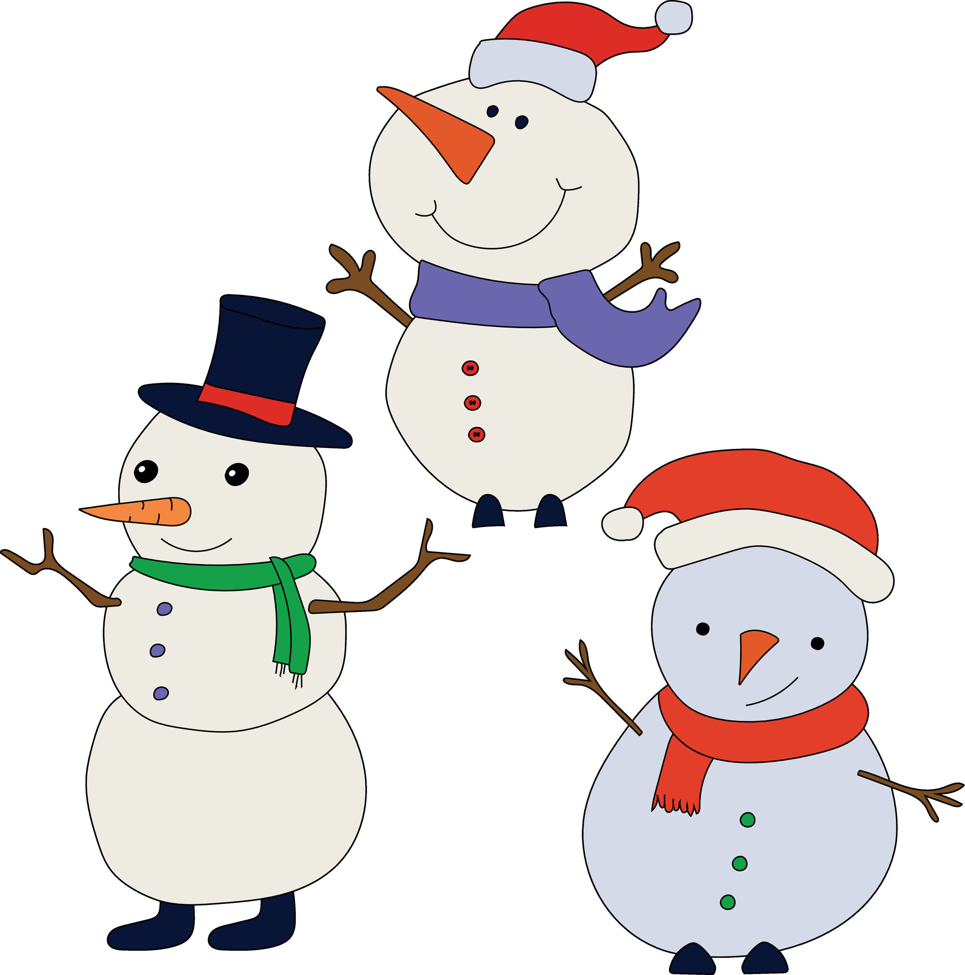 Colorful Snowman Clipart for Lovers of Winter Season. This Winter Theme ...