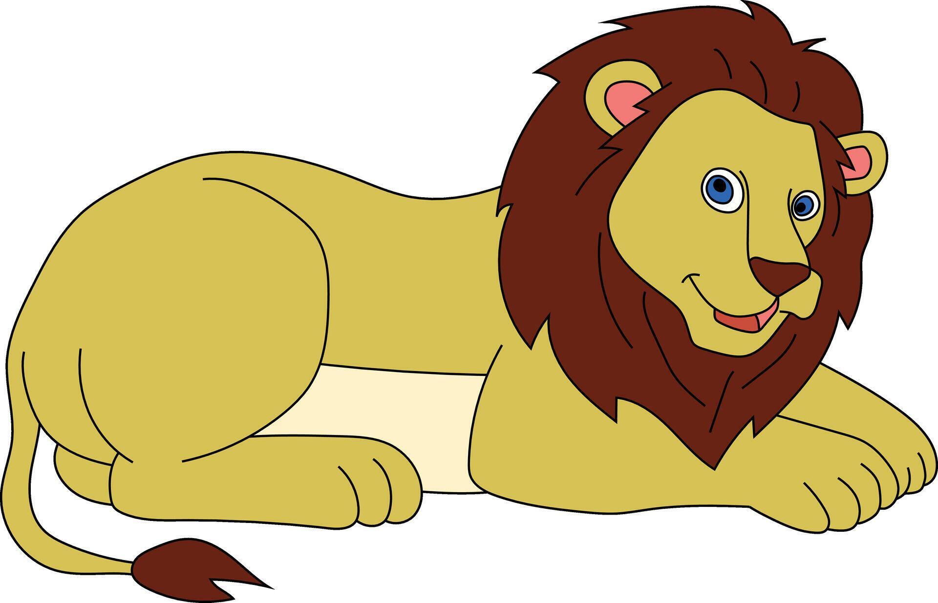 Colorful Lion Clipart. Doodle Animals Clipart. Cartoon Wild Animals ...