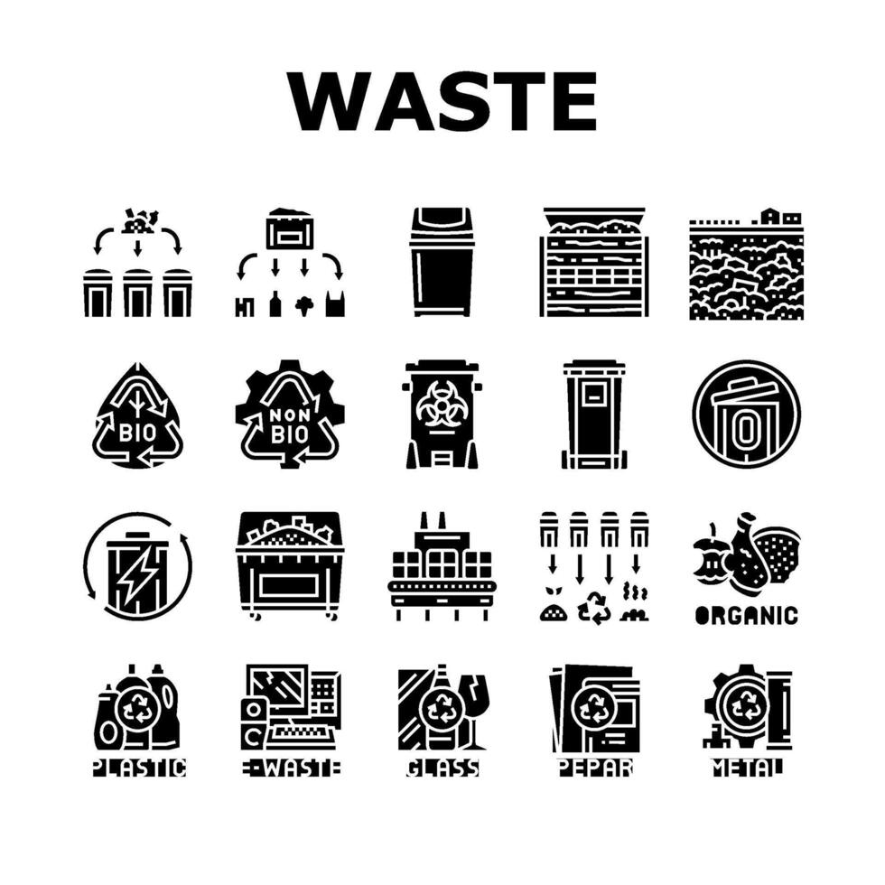 waste sorting garbage plastic icons set 42813354 Vector Art at Vecteezy
