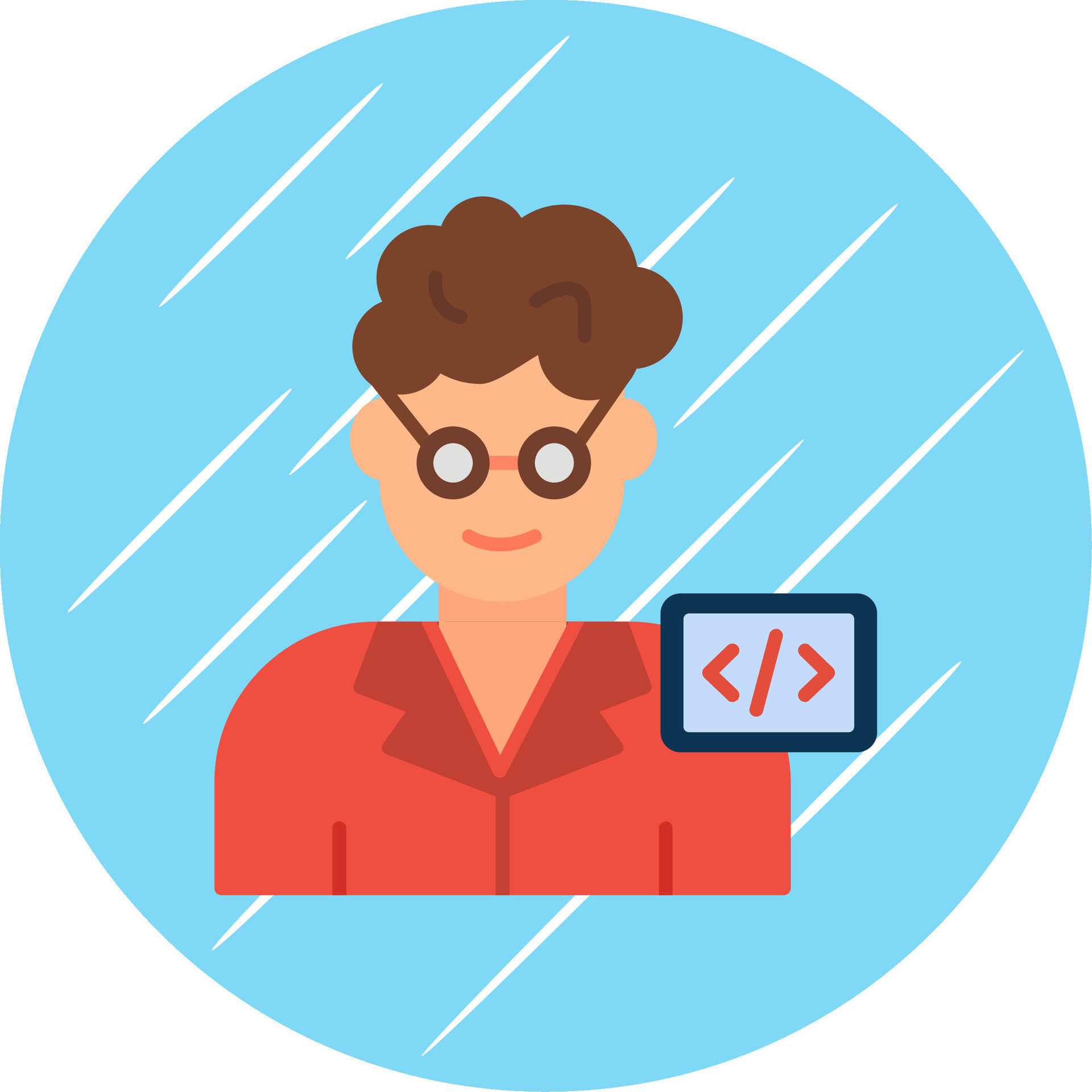 Programmer Flat Blue Circle Icon 42814064 Vector Art at Vecteezy