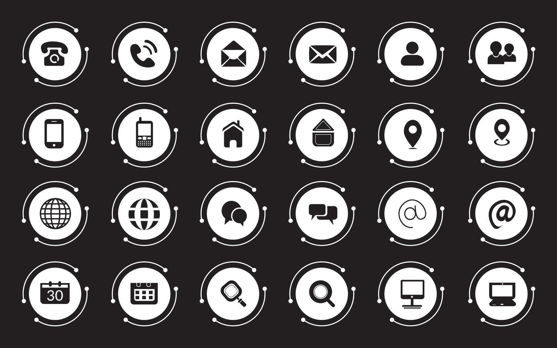Contact related icon set, Essential Flat Stroke Circular Web Icon Set ...