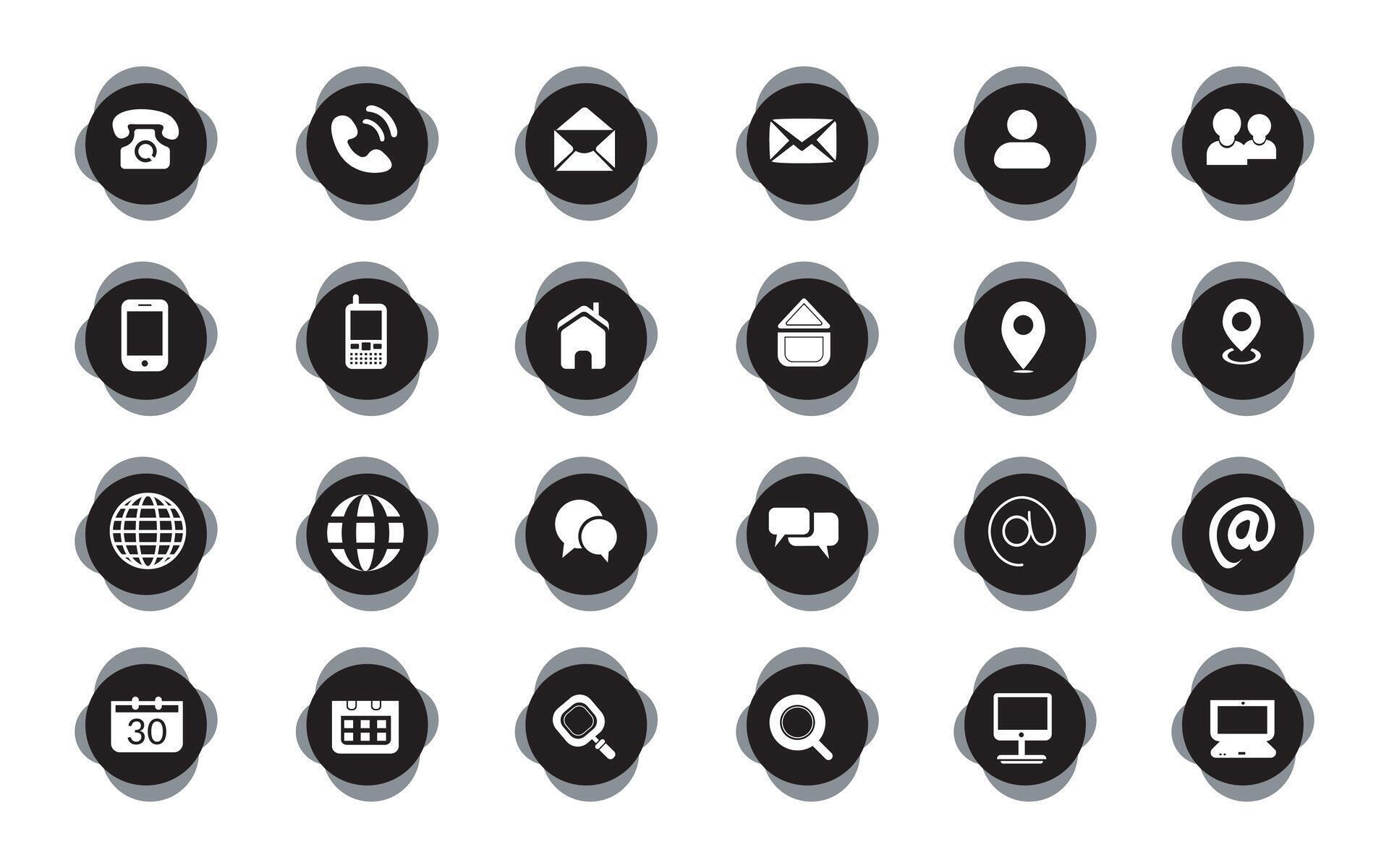Contact related icon set, Essential Flat Stroke Circular Web Icon Set ...