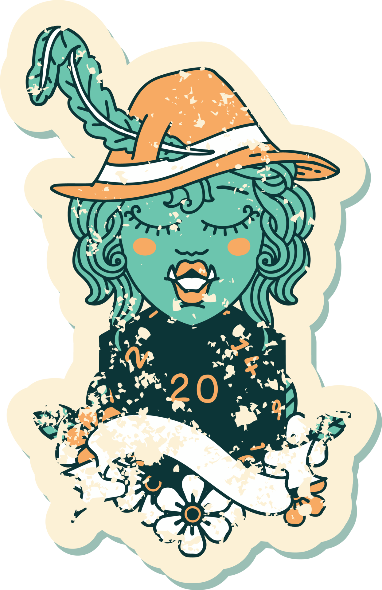 Singing Half Orc Bard Character With Natural Twenty Dice Roll Illustration 42842472 Png