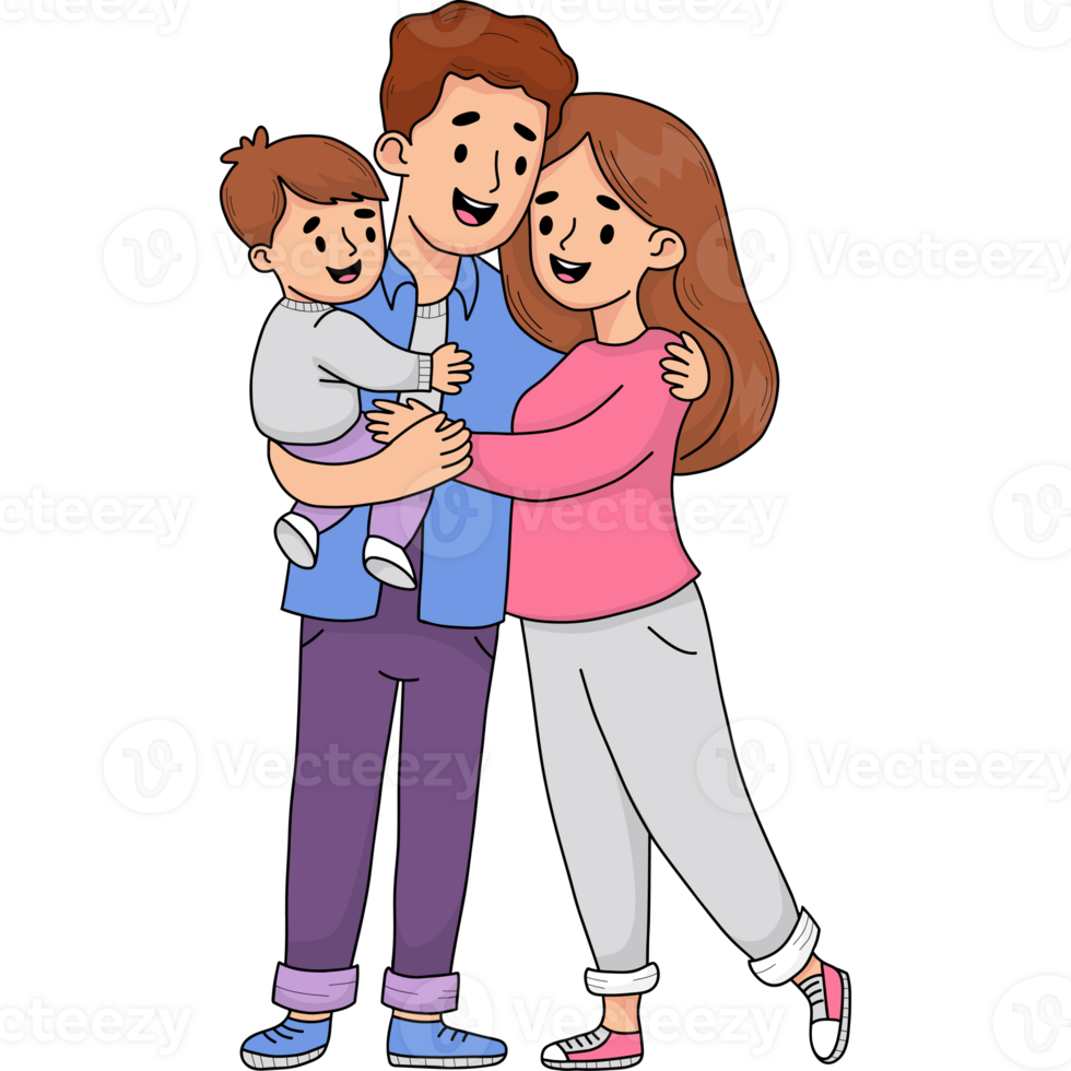 Cute Man Father Wife And Son 42843625 Png