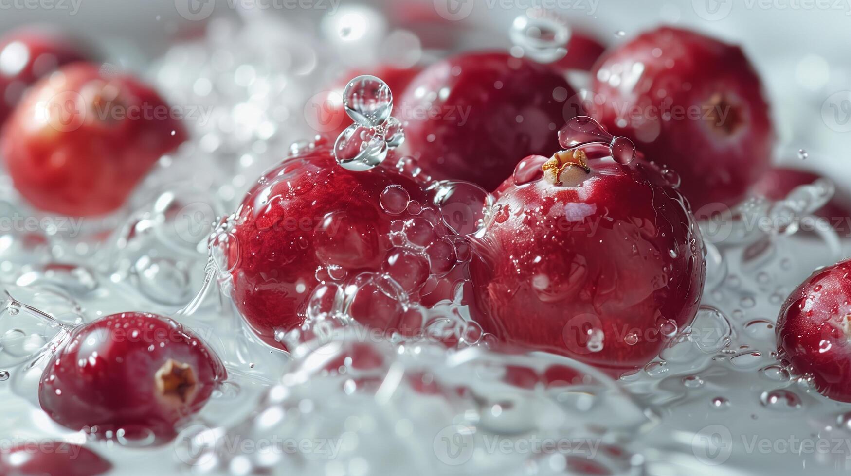 AI generated Fresh cranberries in white water. Generated by artificial intelligence. 42872166 ...