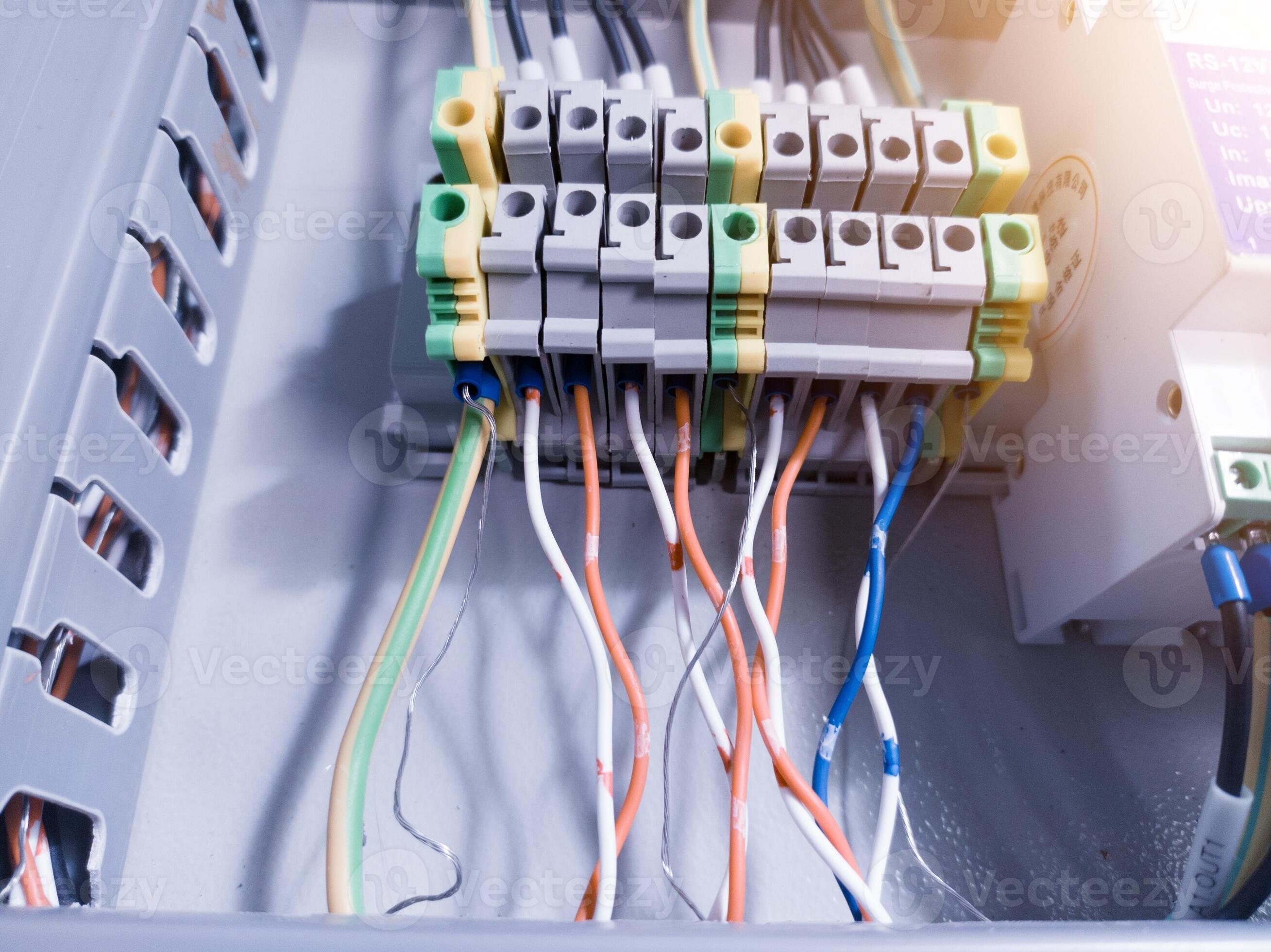 Electrical circuit terminal connection control board on the panel ...