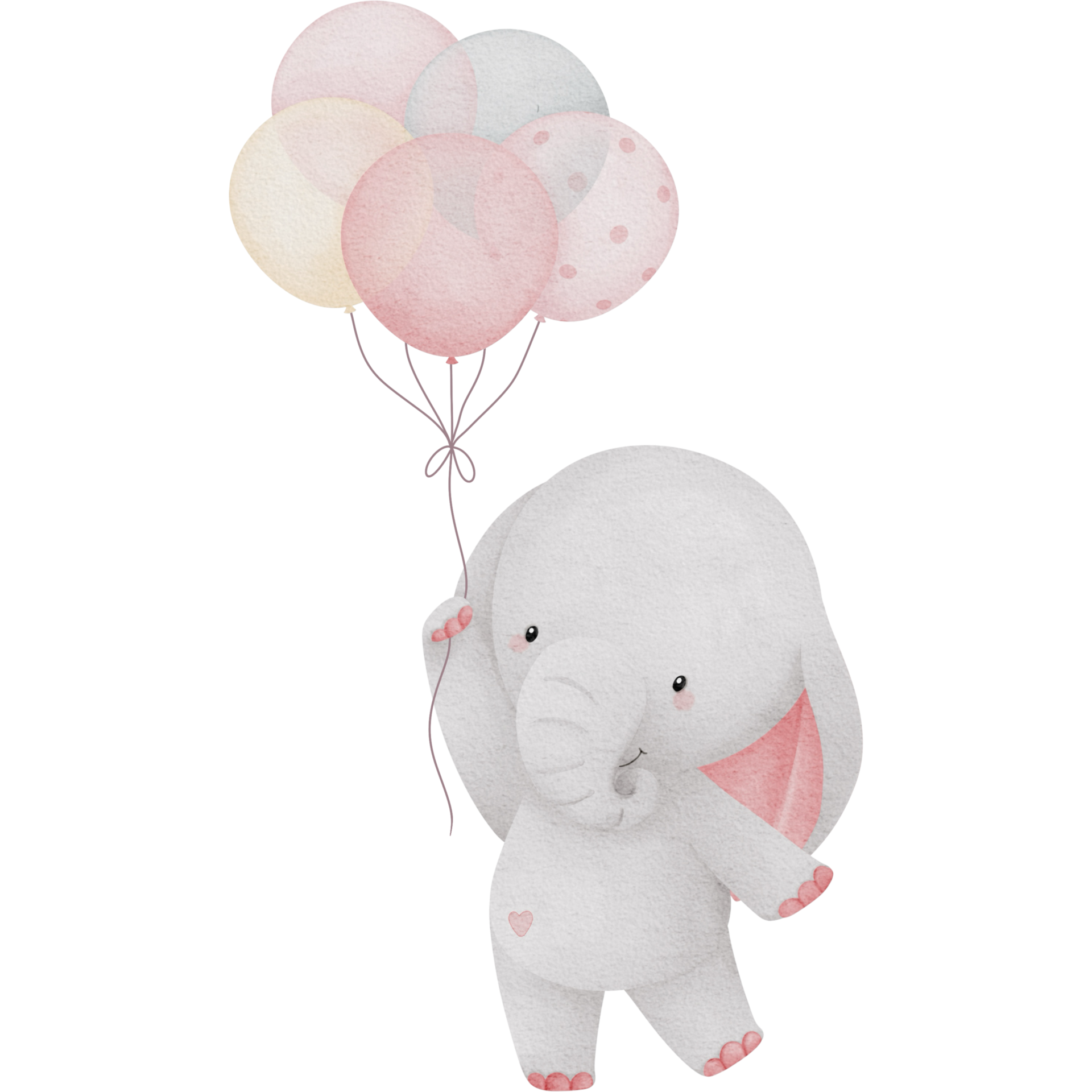 Lovely pink elephant watercolor clipart, Baby Elephant clipart ...