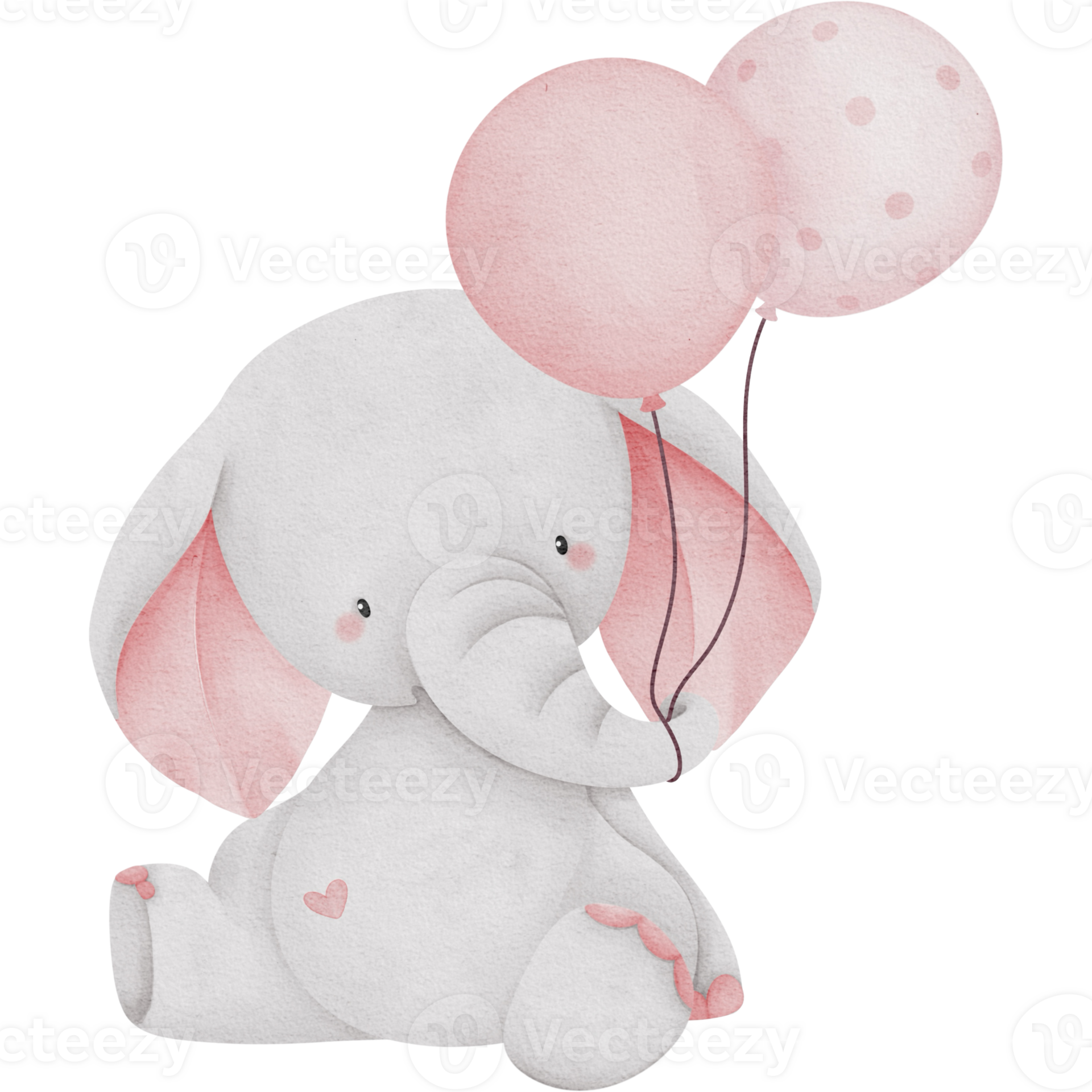 Lovely pink elephant watercolor clipart, Baby Elephant clipart ...