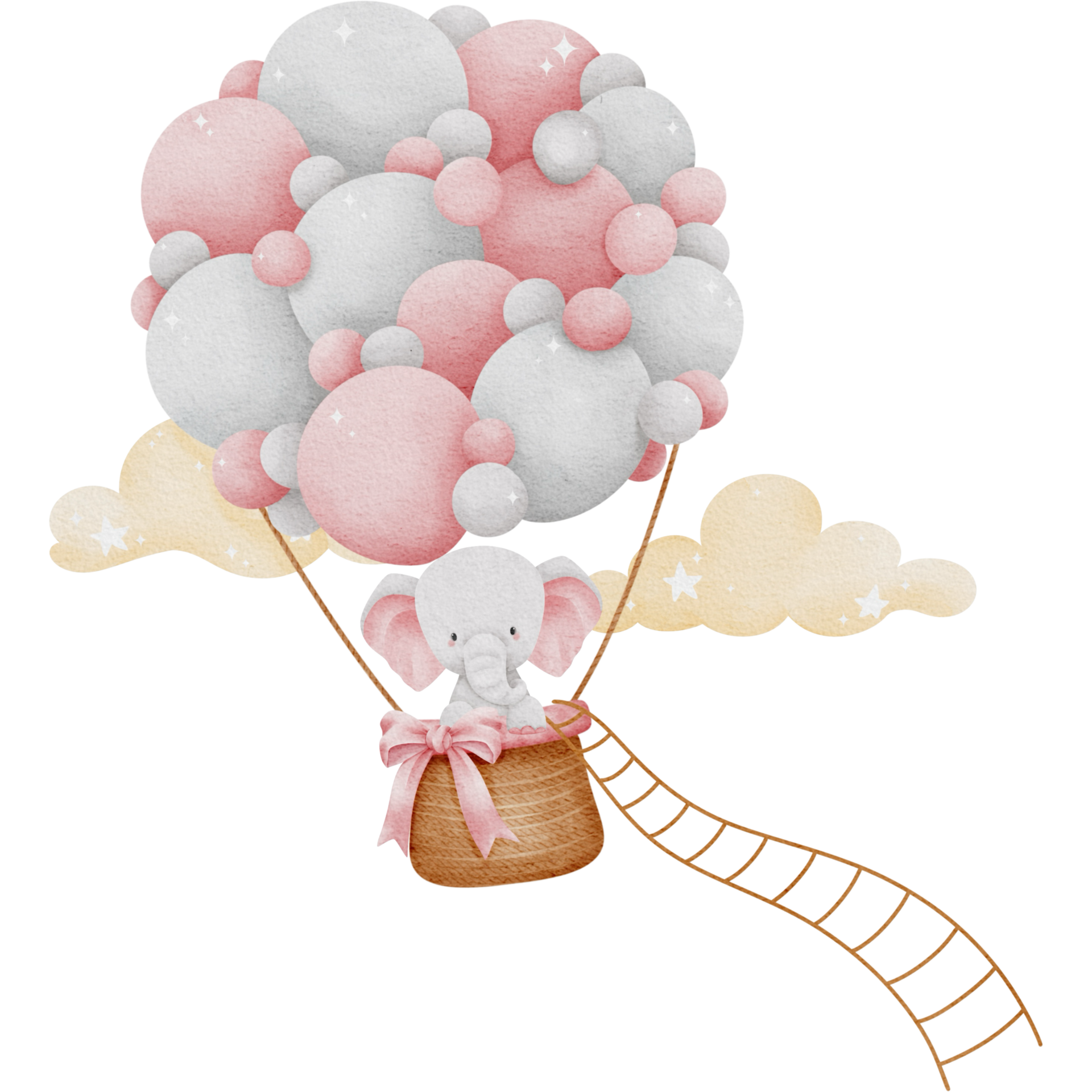 Lovely pink elephant watercolor clipart, Baby Elephant clipart ...