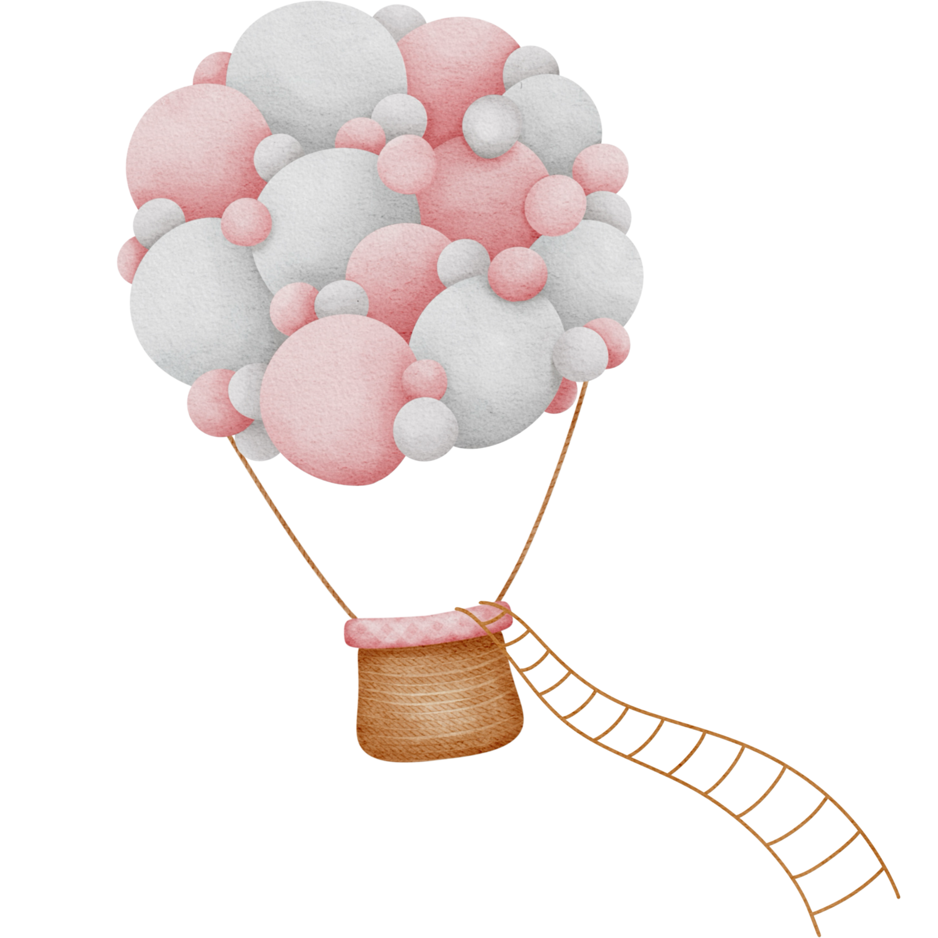 Lovely pink balloons watercolor clipart, Hot air balloon clipart ...