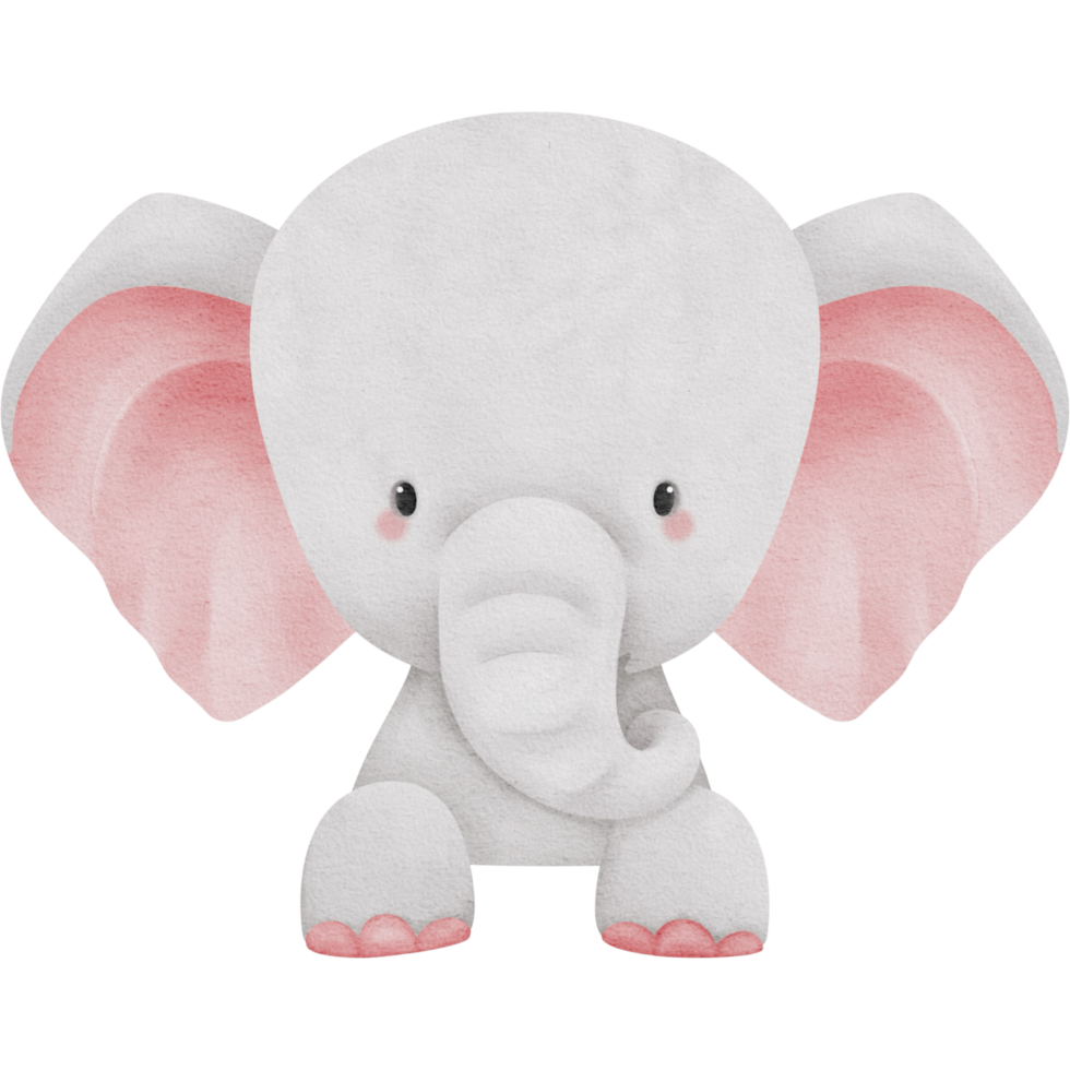 Lovely pink elephant watercolor clipart, Baby Elephant clipart ...