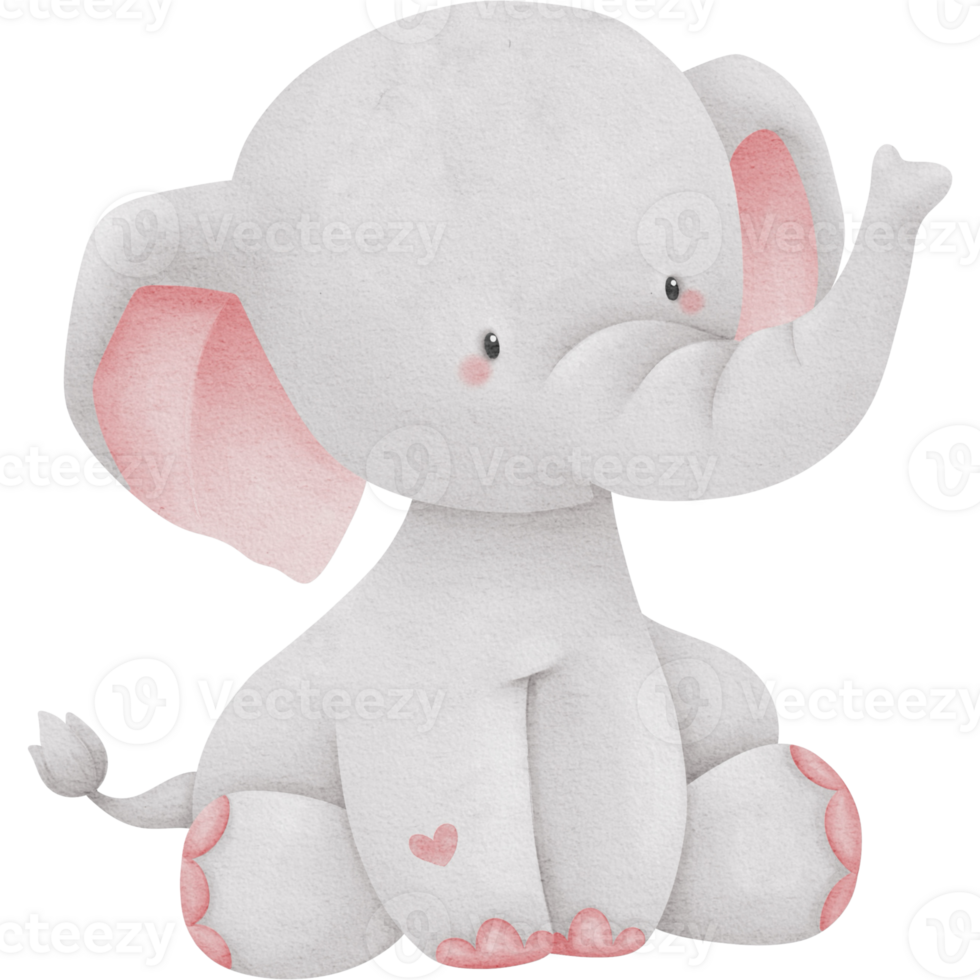 Lovely pink elephant watercolor clipart, Baby Elephant clipart ...