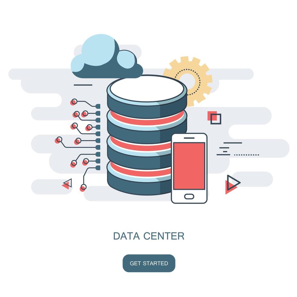 Data center cloud computer, connection hosting, server database. Flat illustration 42879937 ...