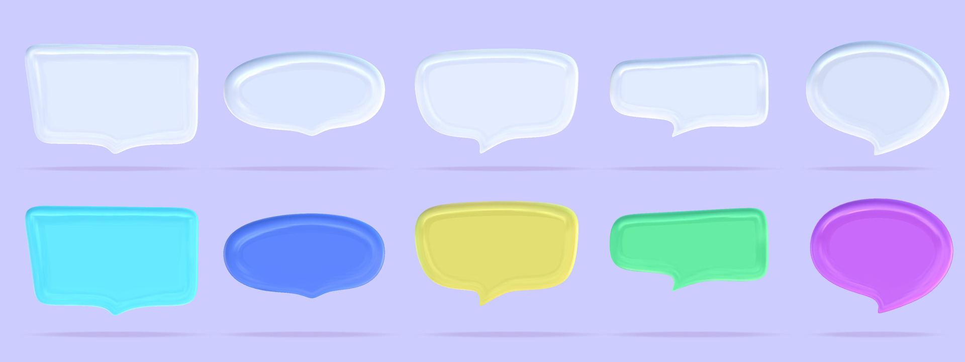 3d speech balloon set for text. Cloud for message talk. Speak dialog ...