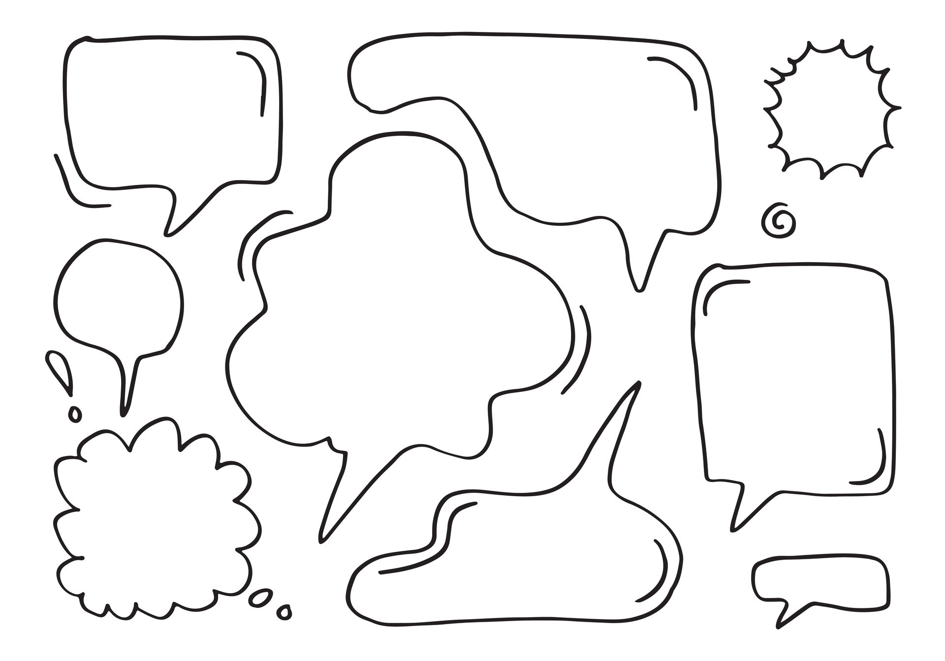 Set Of Hand Drawn Sketch Speech Bubbles Illustration 42883859 Vector Art At Vecteezy