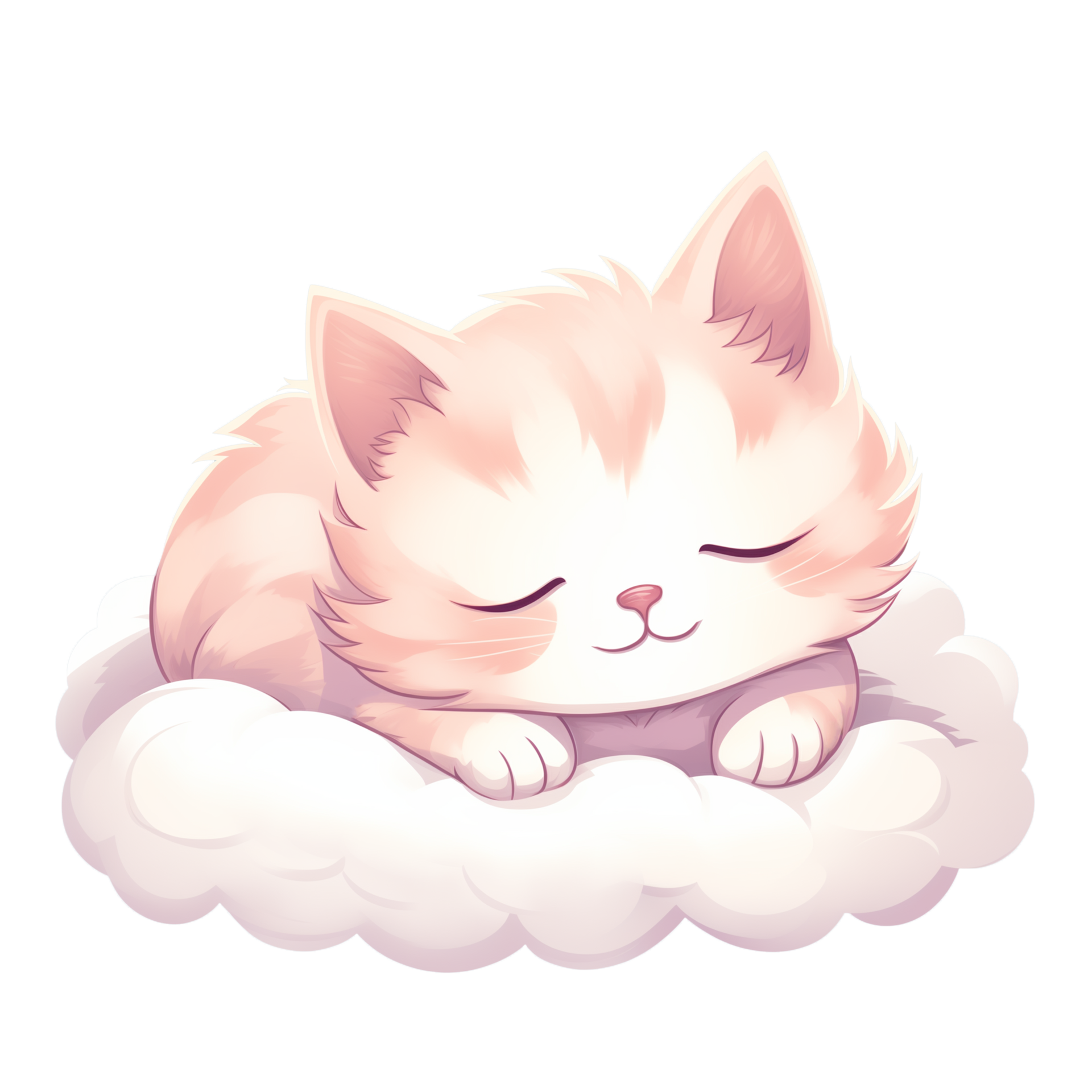 Cute Cat Sleeping On The Cloud Pillow 42885752 Png