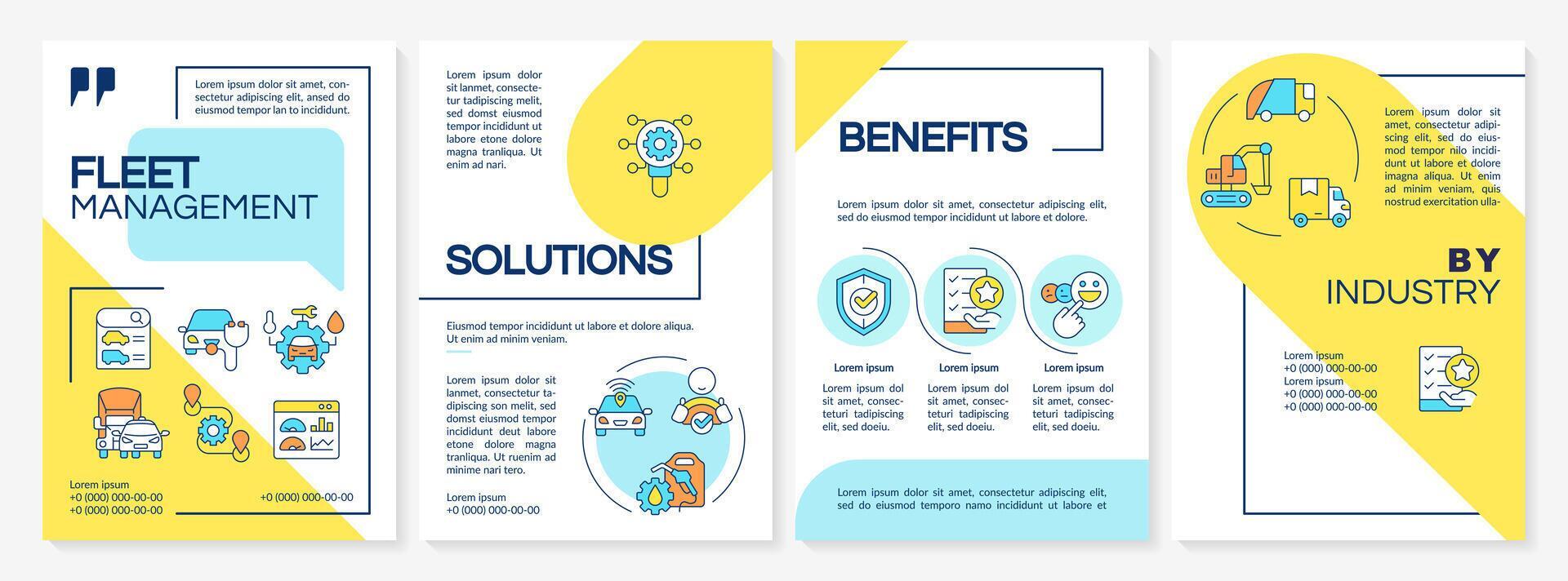 Fleet management systems blue and yellow brochure template. Leaflet ...