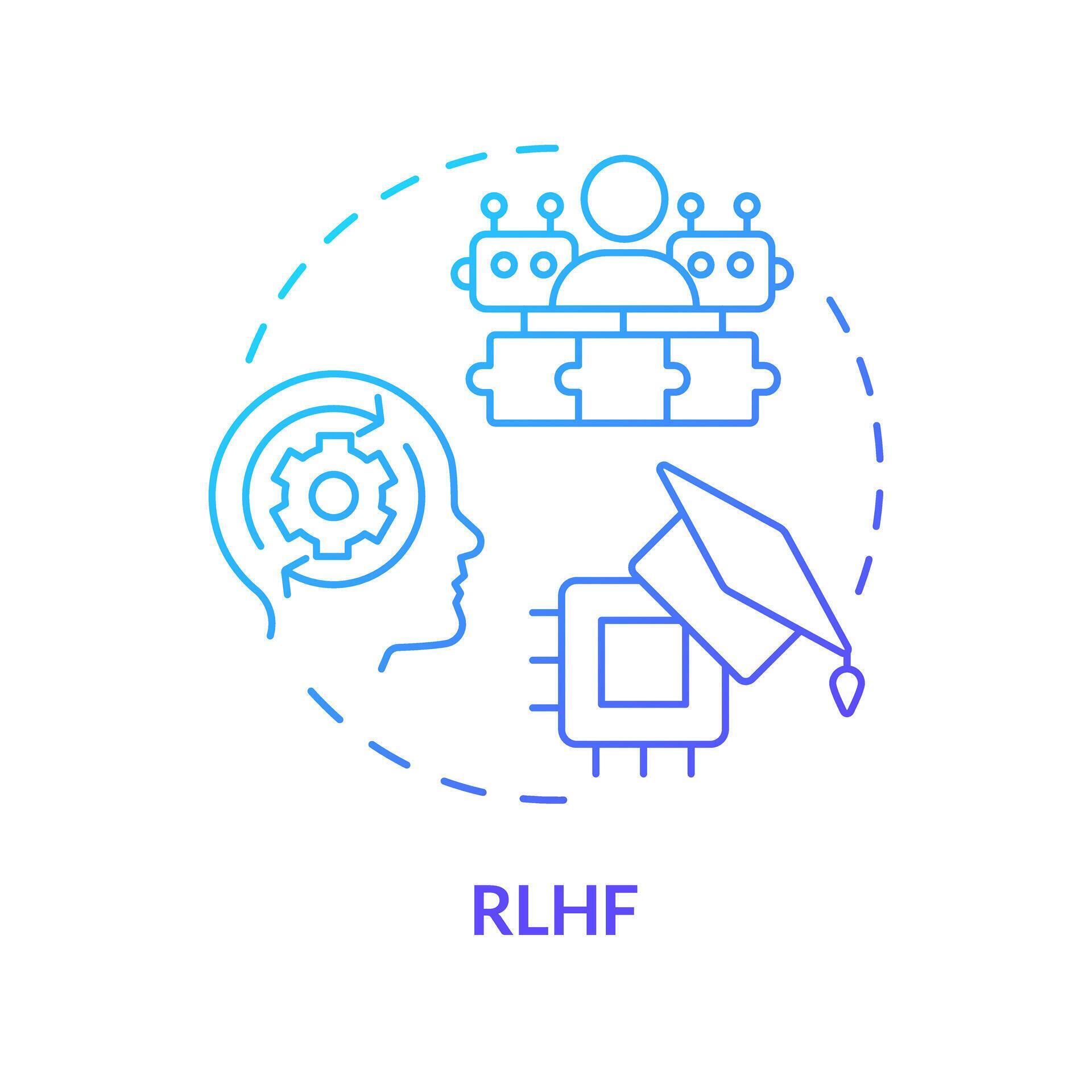 RLHF blue gradient concept icon. Reinforcement learning, human review ... RLHF blue gradient concept icon. Reinforcement learning, human review ...