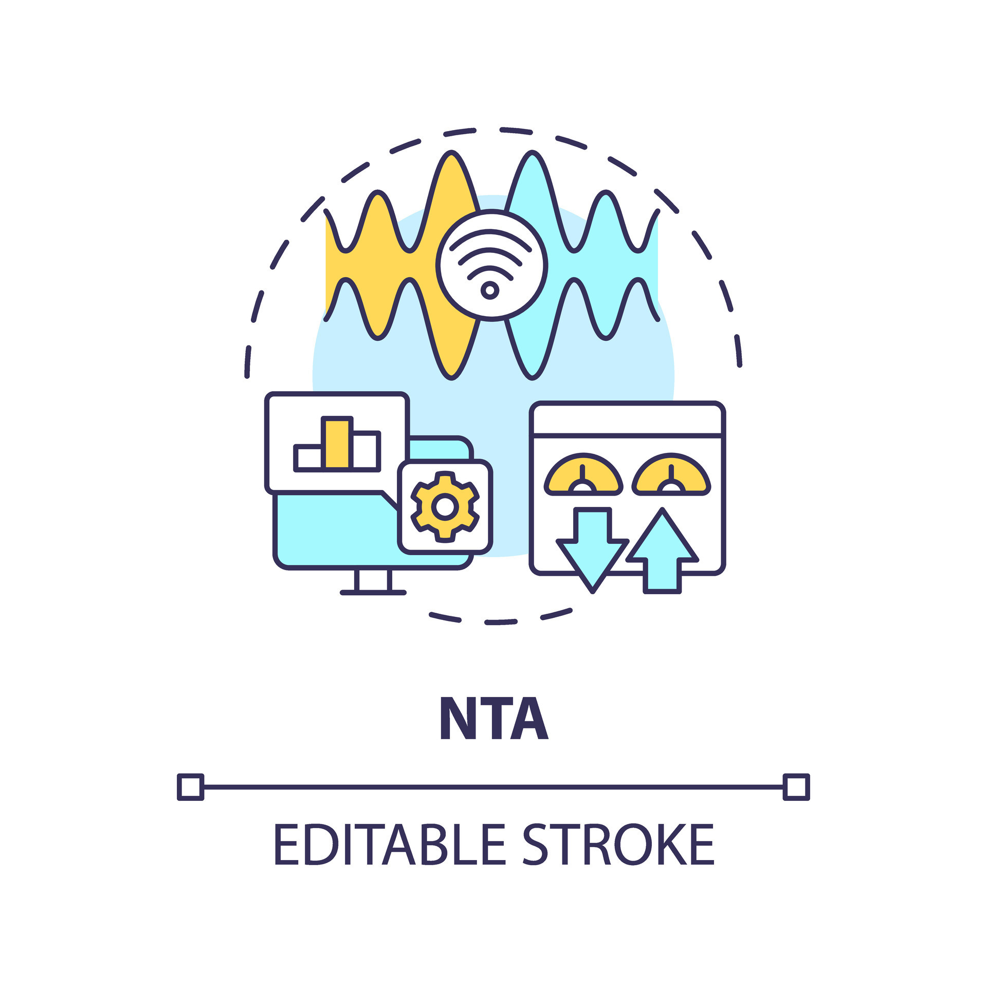 Network traffic analysis multi color concept icon. Web protocol, data collecting. Intrusion ...