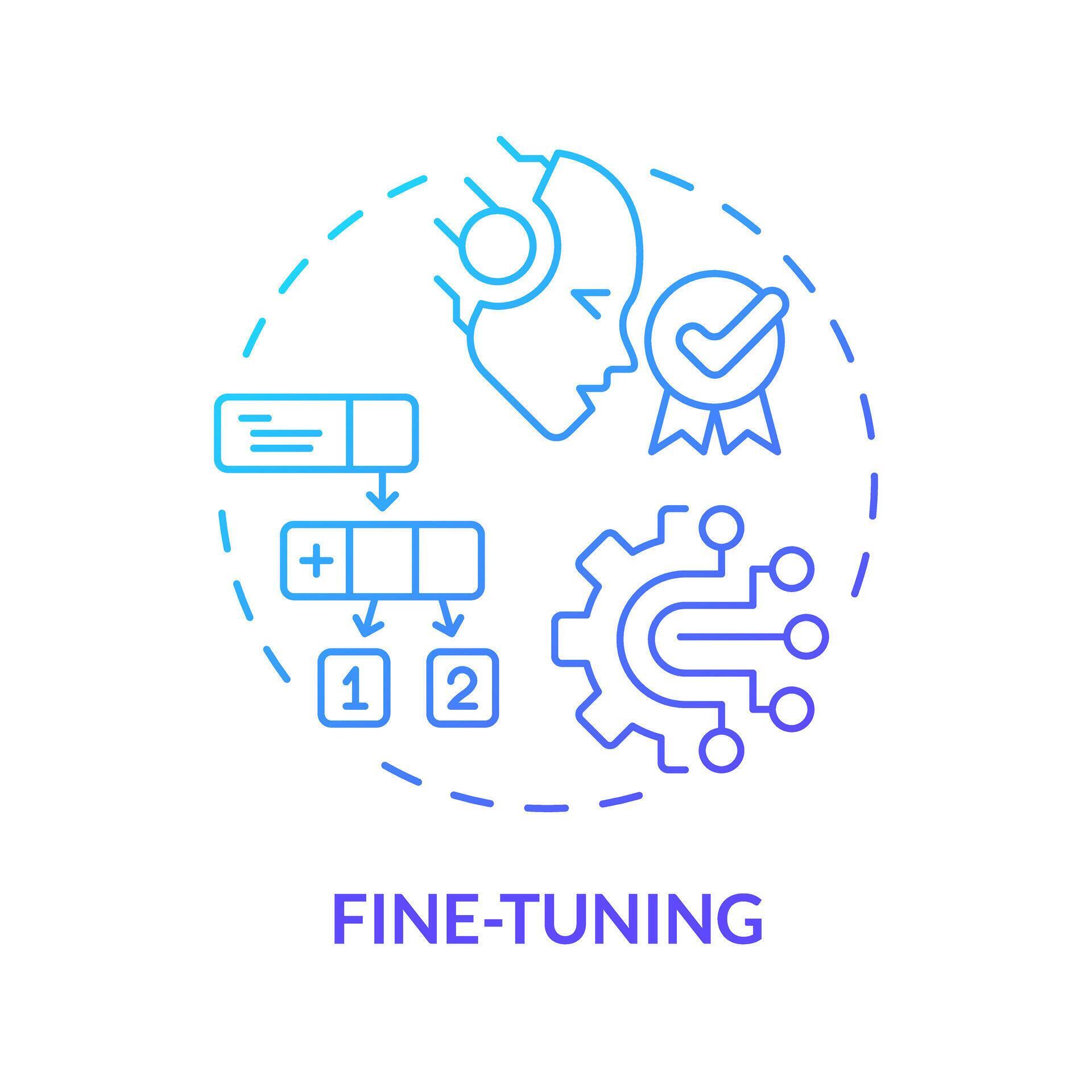 Ai fine-tuning blue gradient concept icon. Virtual assistant pre ...