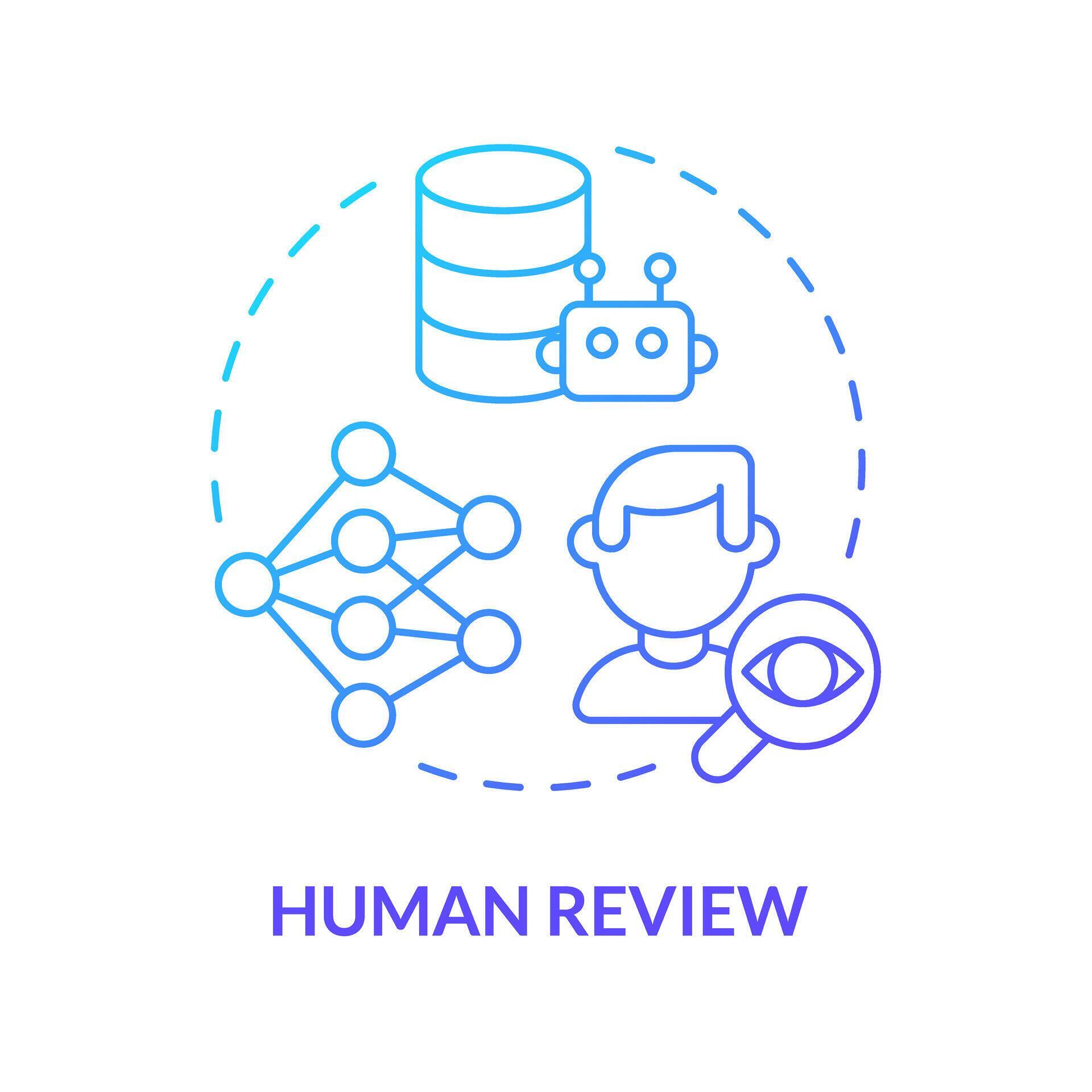 Human review blue gradient concept icon. Supervised ai learning. Deep ...