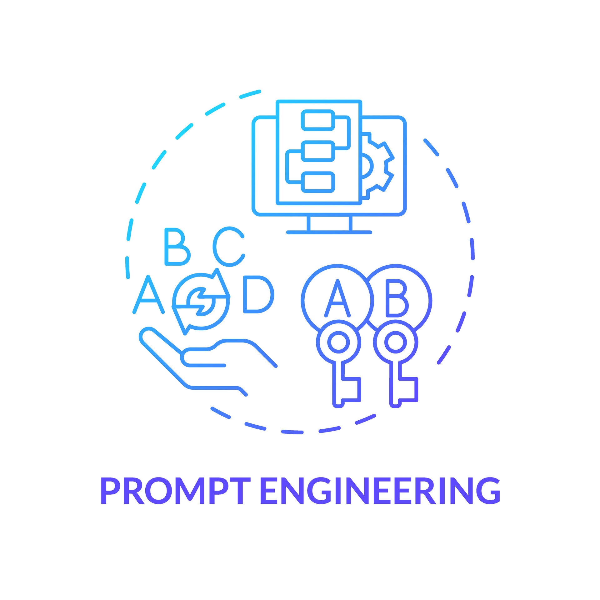 Prompt engineering blue gradient concept icon. Artificial intelligence ...