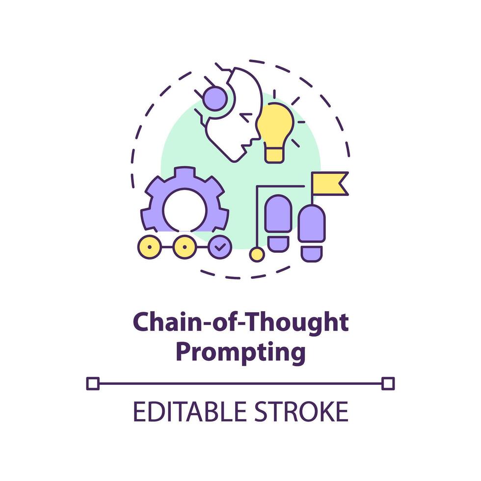 Chain-of-thought prompting multi color concept icon. Prompt engineering ... Chain-of-thought prompting multi color concept icon. Prompt engineering ...