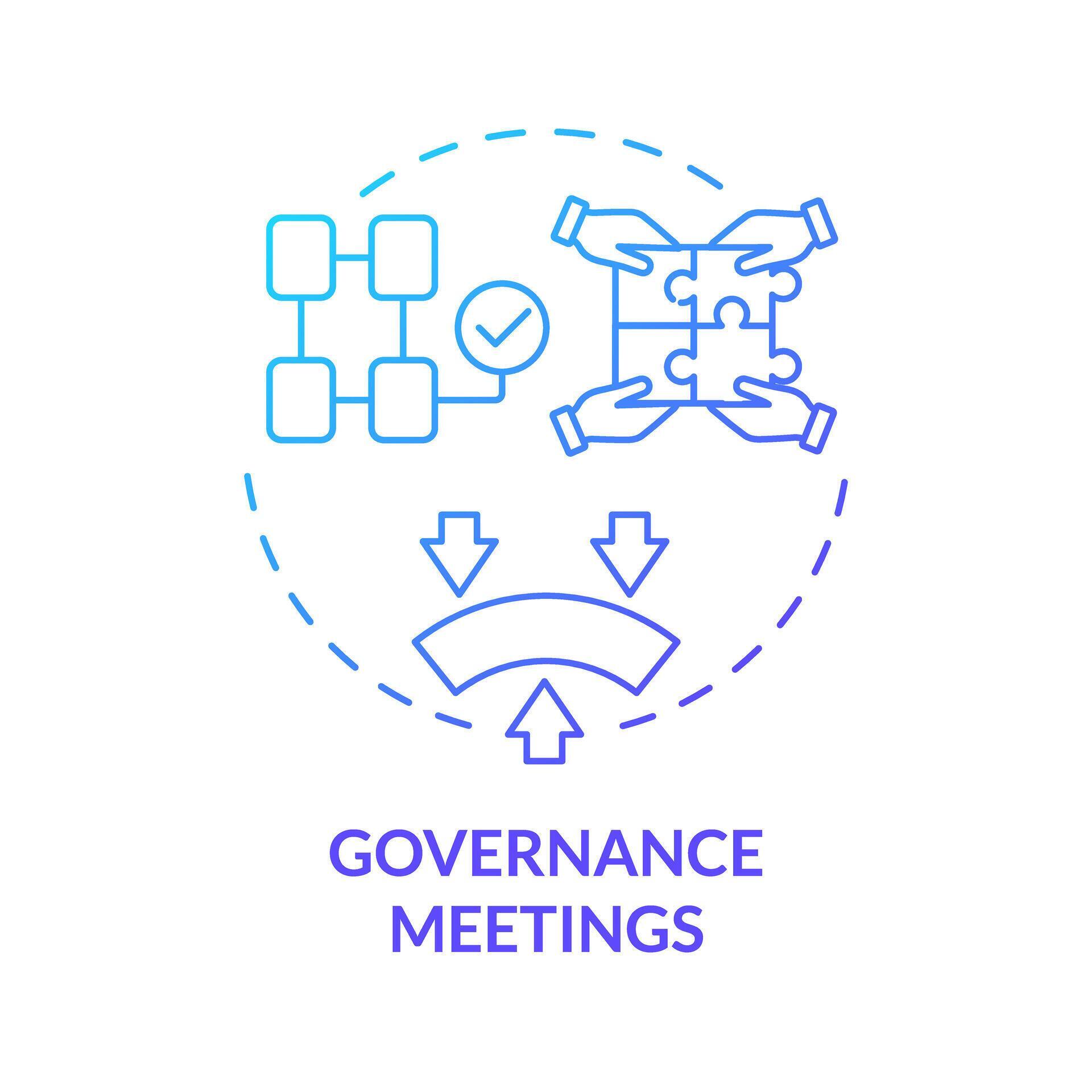 Governance meetings blue gradient concept icon. Team building. Updating internal structure and ...