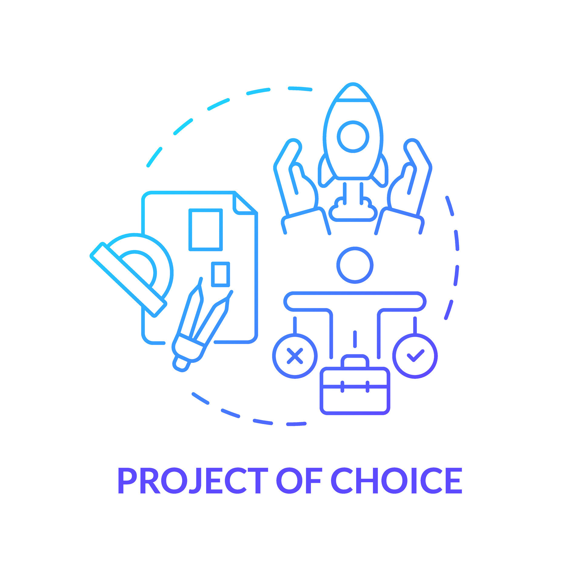 proyecto de elección azul degradado concepto icono. empleado ...