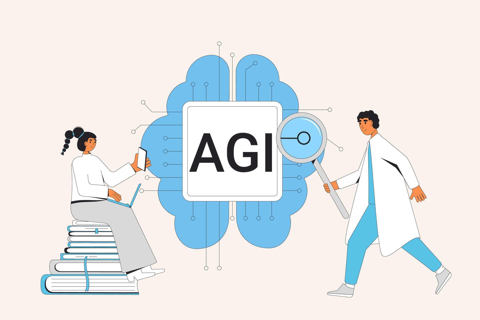 Artificial general intelligence research. AGI. Machine learning process ...