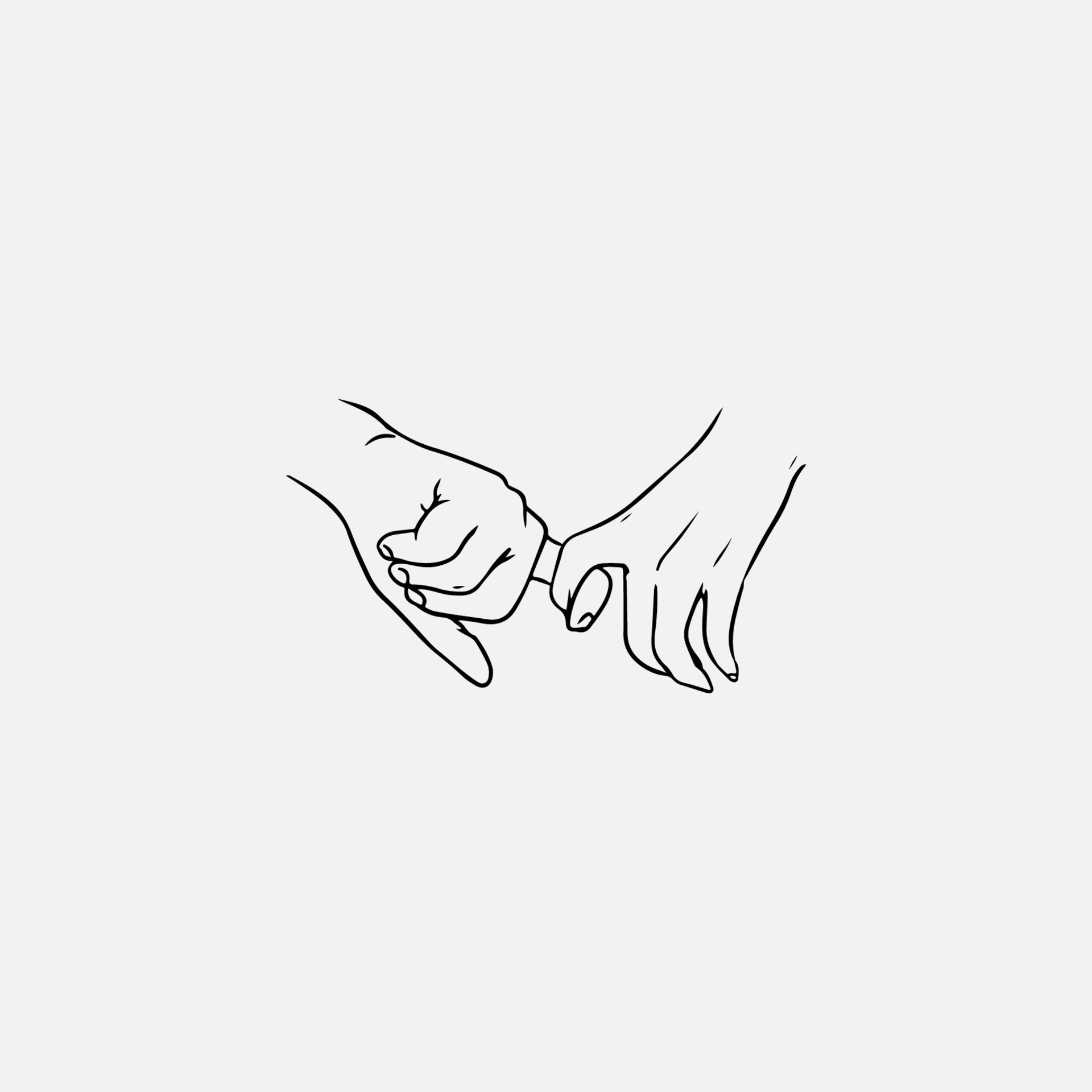 Holding Hands Hand Drawn With Contour Lines In Monochrome Colors