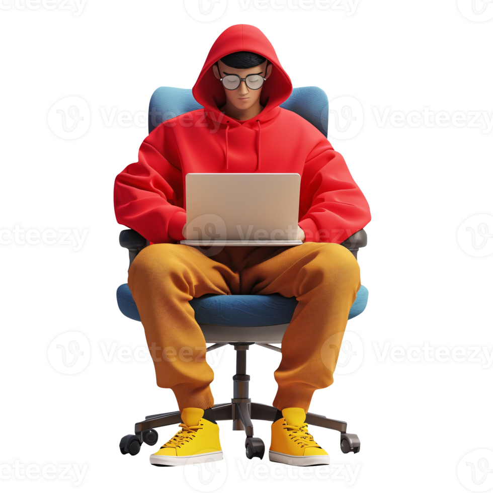 3d Man Holding A Smart Phone And Sitting 42894110 Png