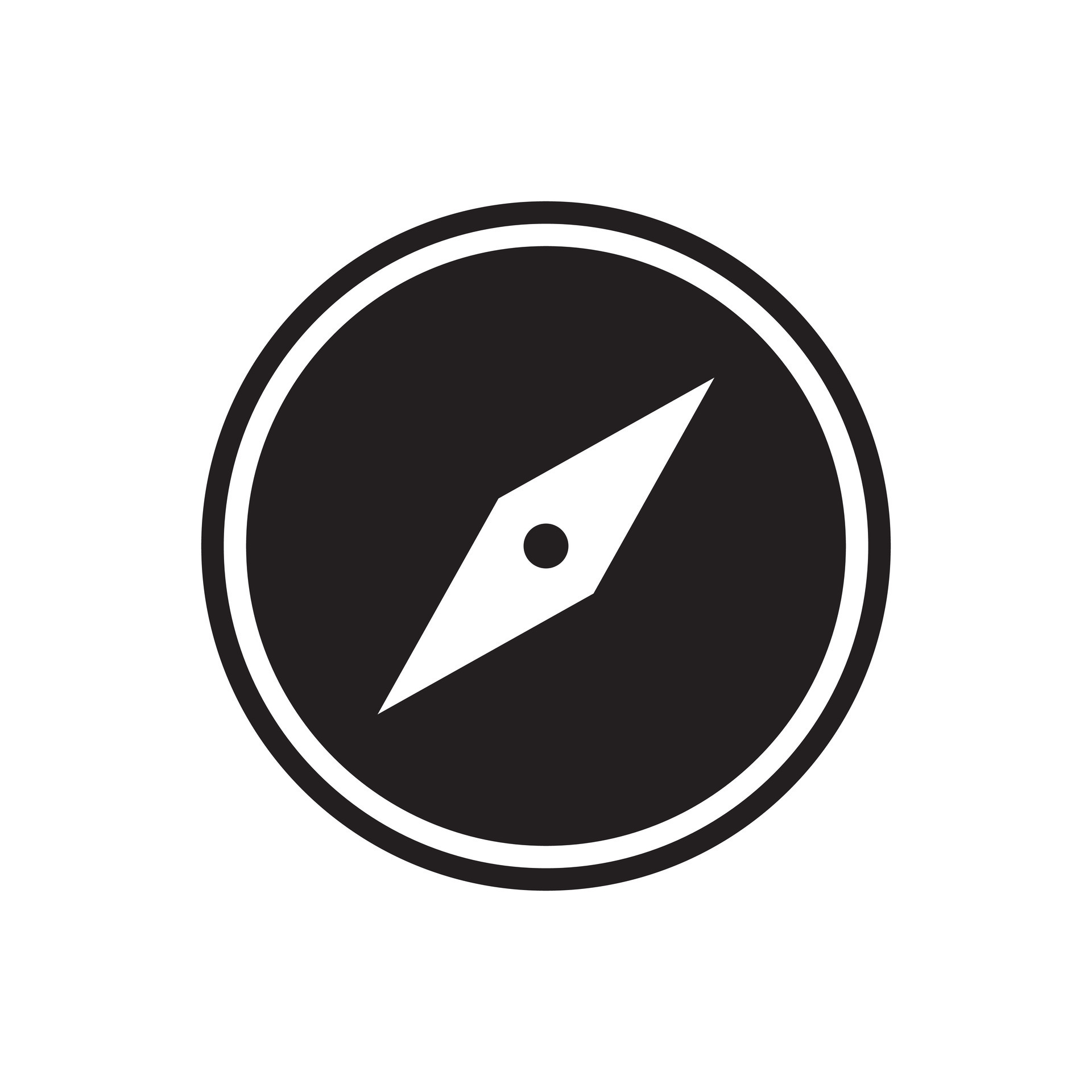 Simple Line Circle With Compass Needle Icon On White Background