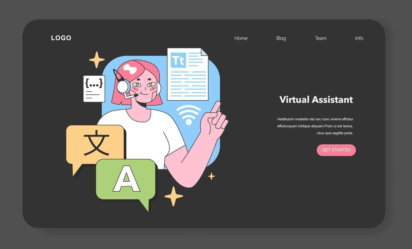 Virtual assistant assists with language. Flat illustration 42894704 ...