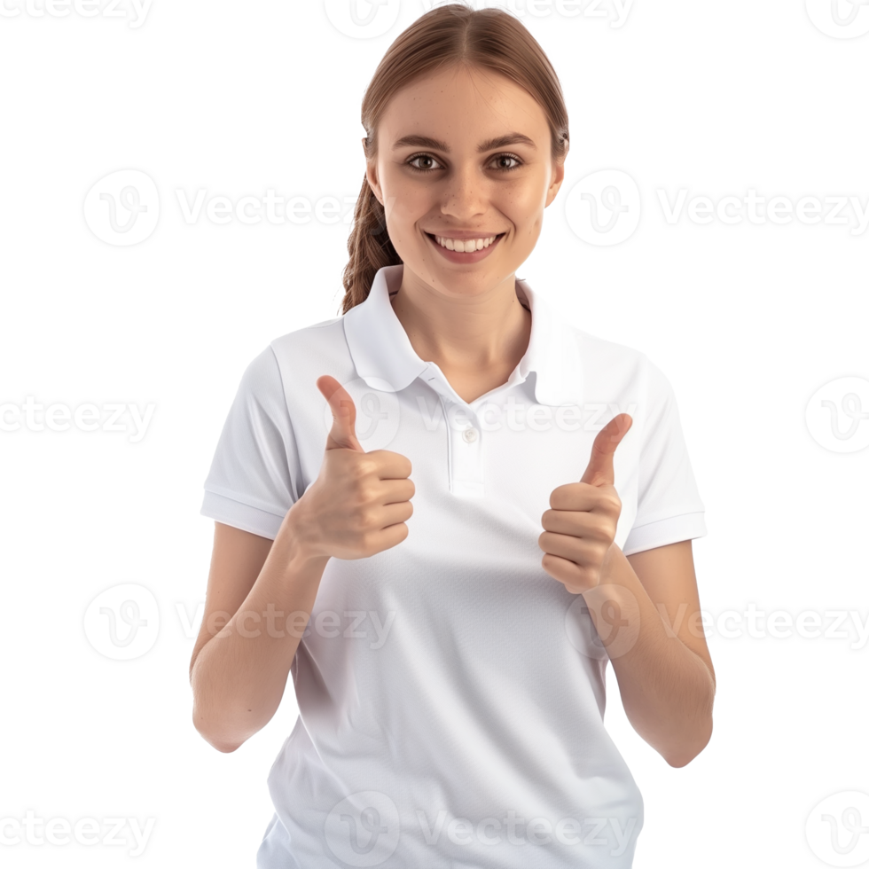 Positive young woman giving thumbs up on transparent 42896024 PNG Positive young woman giving thumbs up on transparent 42896024 PNG